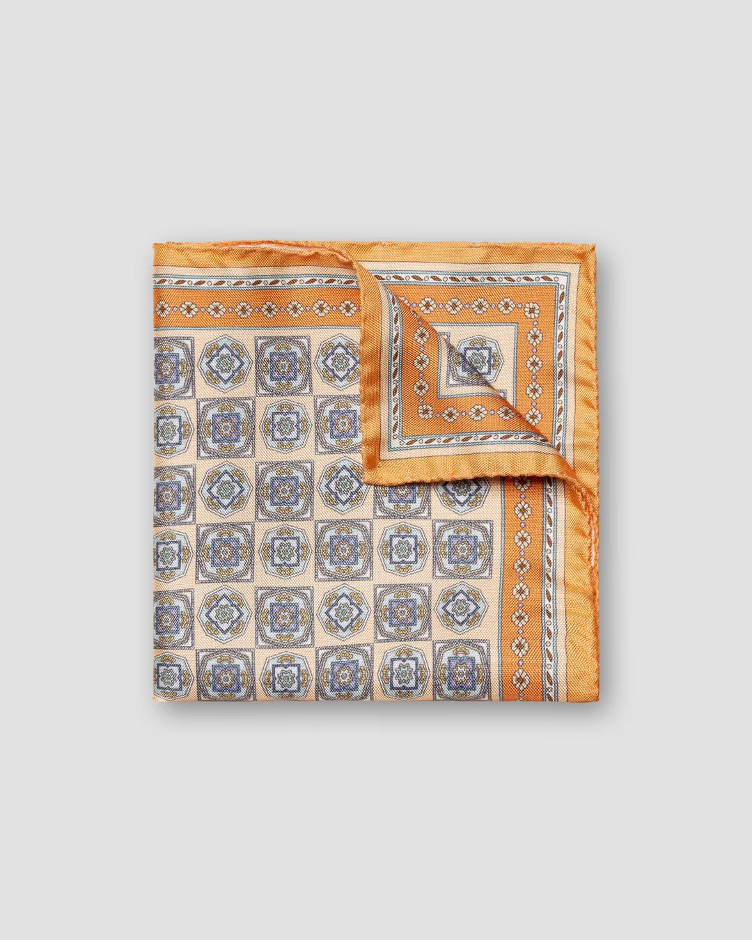 Orange Medallion Silk Pocket Square - Eton