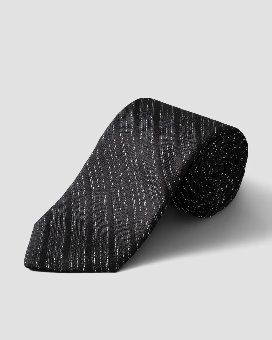 Black Striped Silk Lurex Tie - Eton