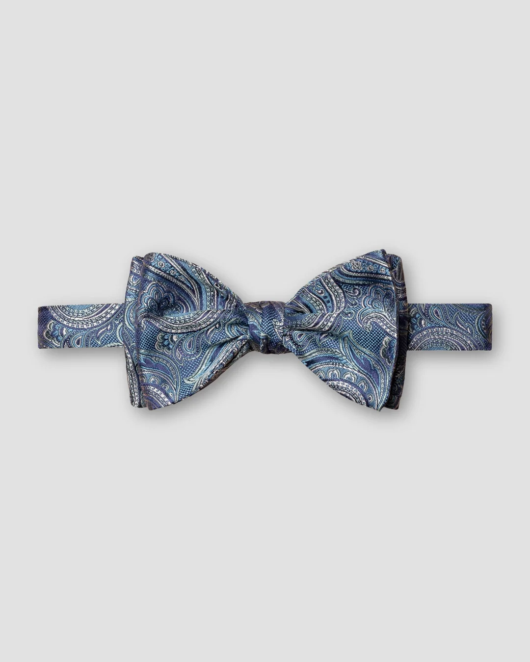 Navy Blue Jacquard Paisley Silk Bow Tie — Ready-Tied - Eton