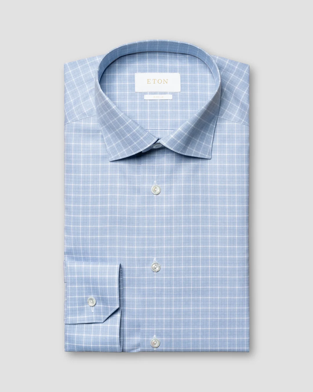 Light Blue Micro Check Giza 45 Shirt - Eton