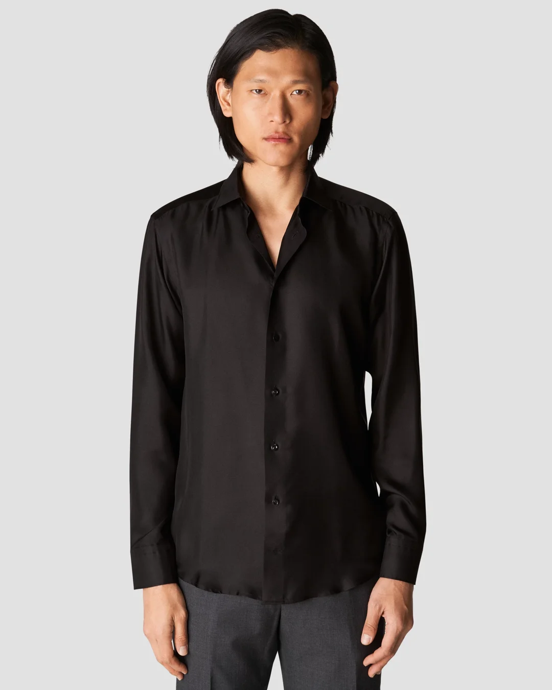 Black Silk Twill Shirt - Eton
