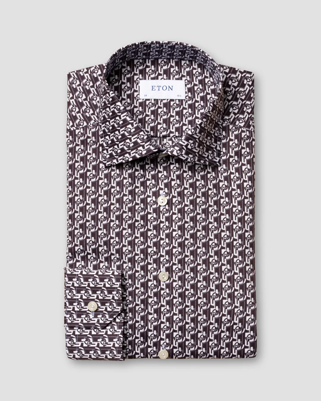 Art deco geometric print poplin shirt - Eton