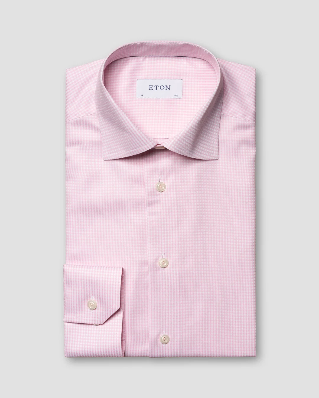 Pink Two-Color Check Fine Twill Shirt - Eton
