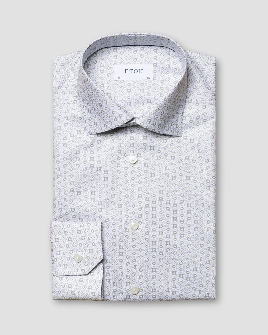 Gray Geometric Print Signature Twill Shirt - Eton