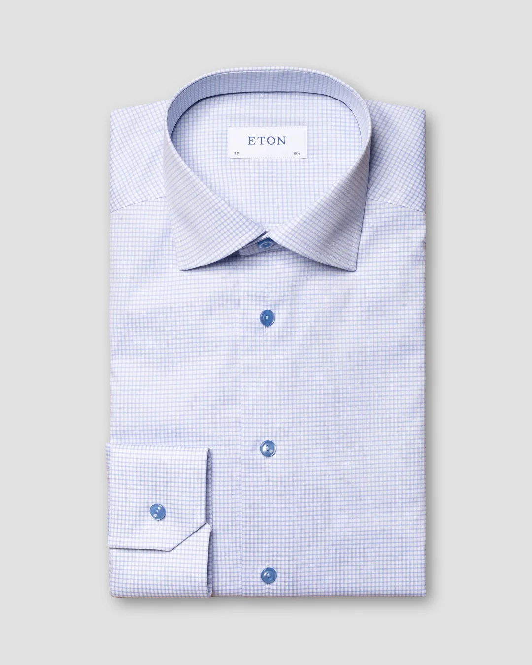 Blue Micro Check Stretch Shirt - Eton