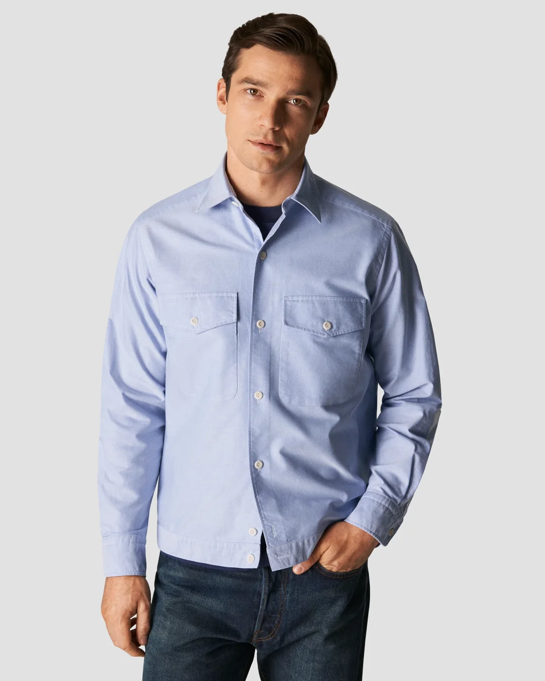 Light Blue Oxford Overshirt - Eton