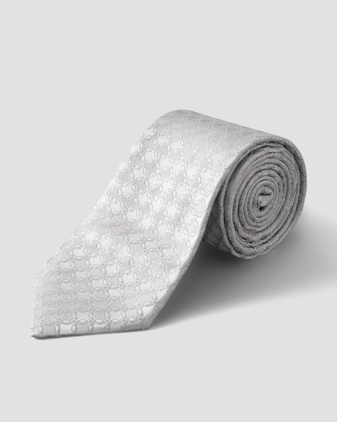 Light Grey Geometric Print Silk Tie - Eton