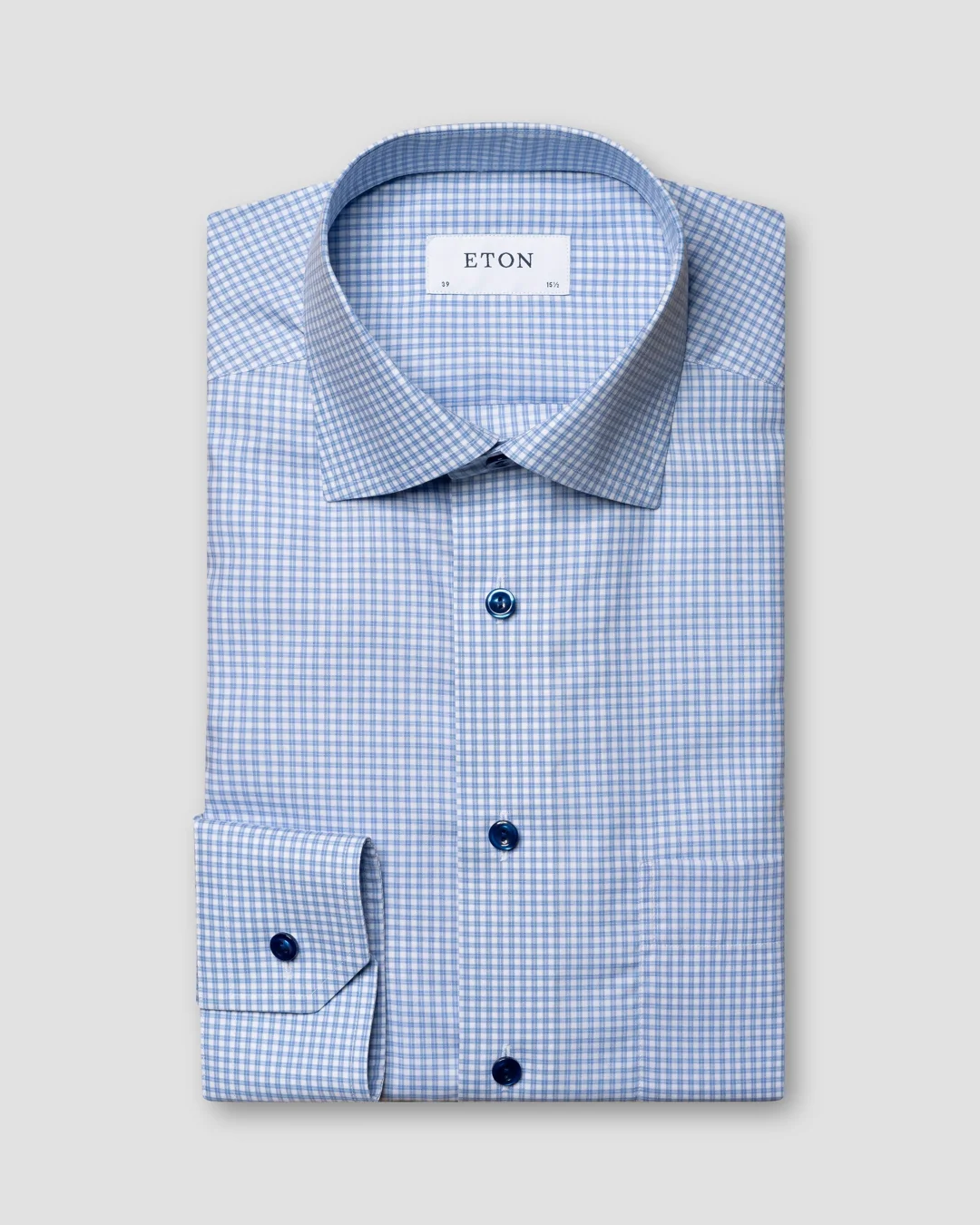 Light Blue Checked Shirt - Eton