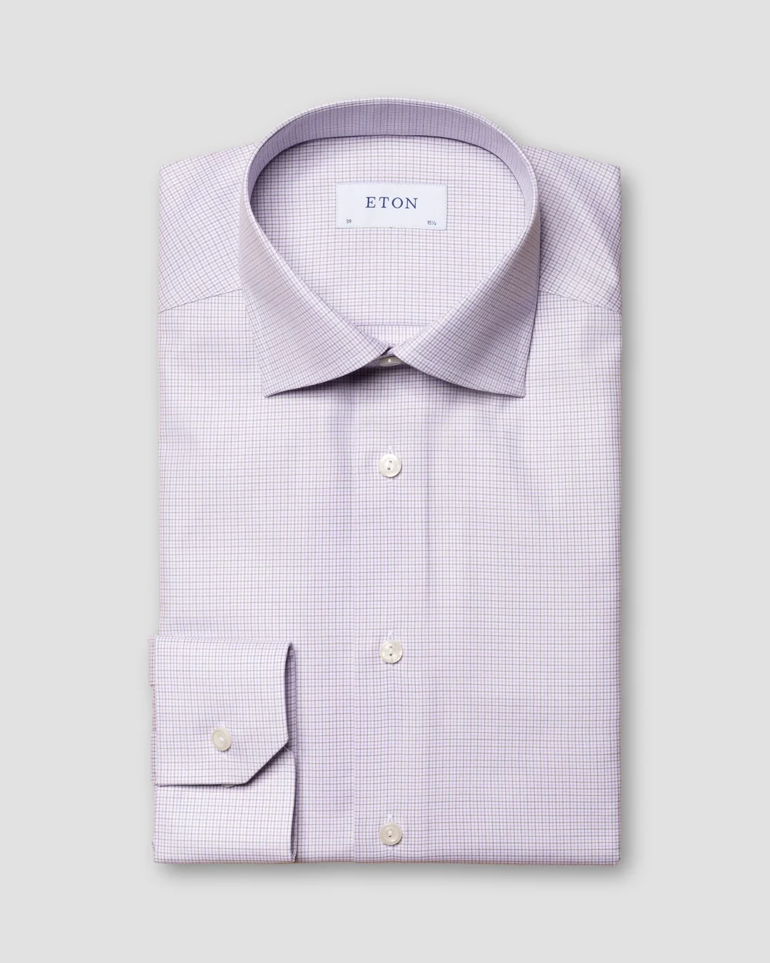 Mid Purple Micro Checked Cotton-Lyocell Stretch Shirt - Eton