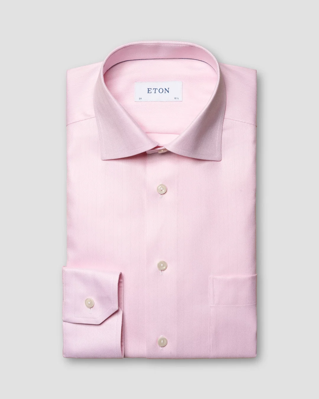 Pink Herringbone Twill Shirt - Eton