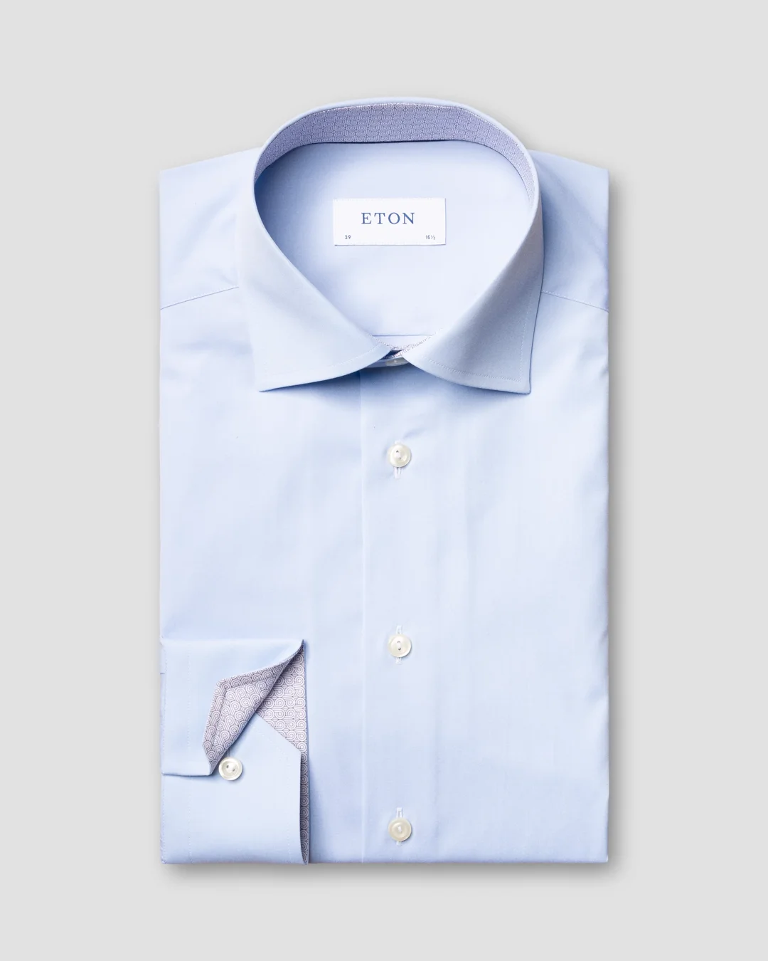 Blue poplin shirt - art deco details - Eton