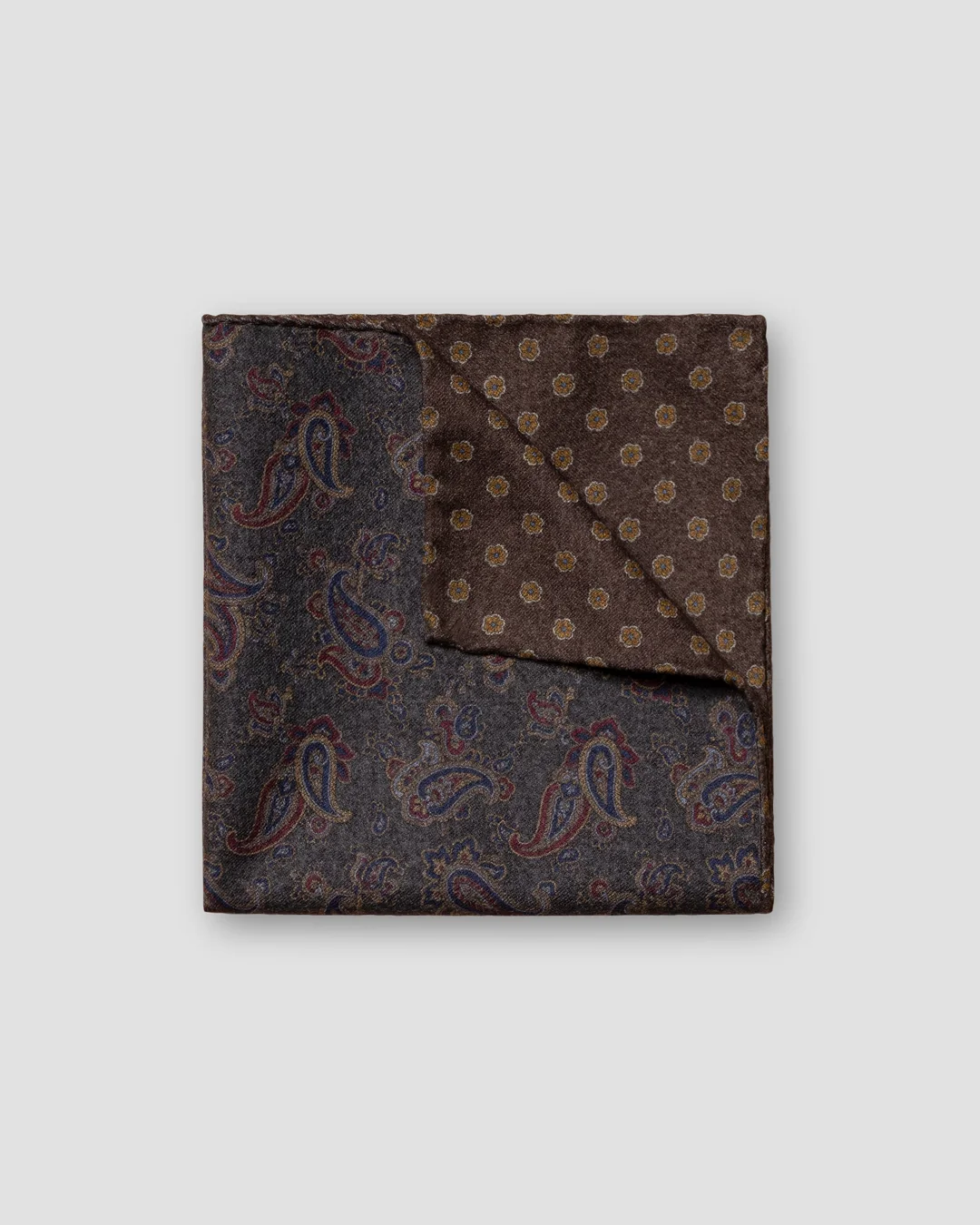 Gray Double-Side Wool Pocket Square - Eton