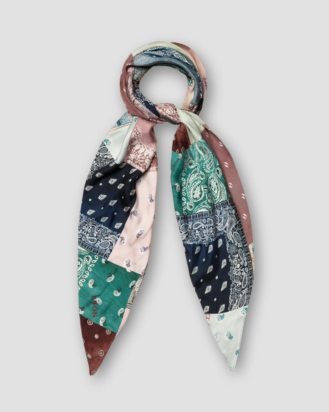 Multi-Colored Patchwork Bandana Silk Scarf - Eton