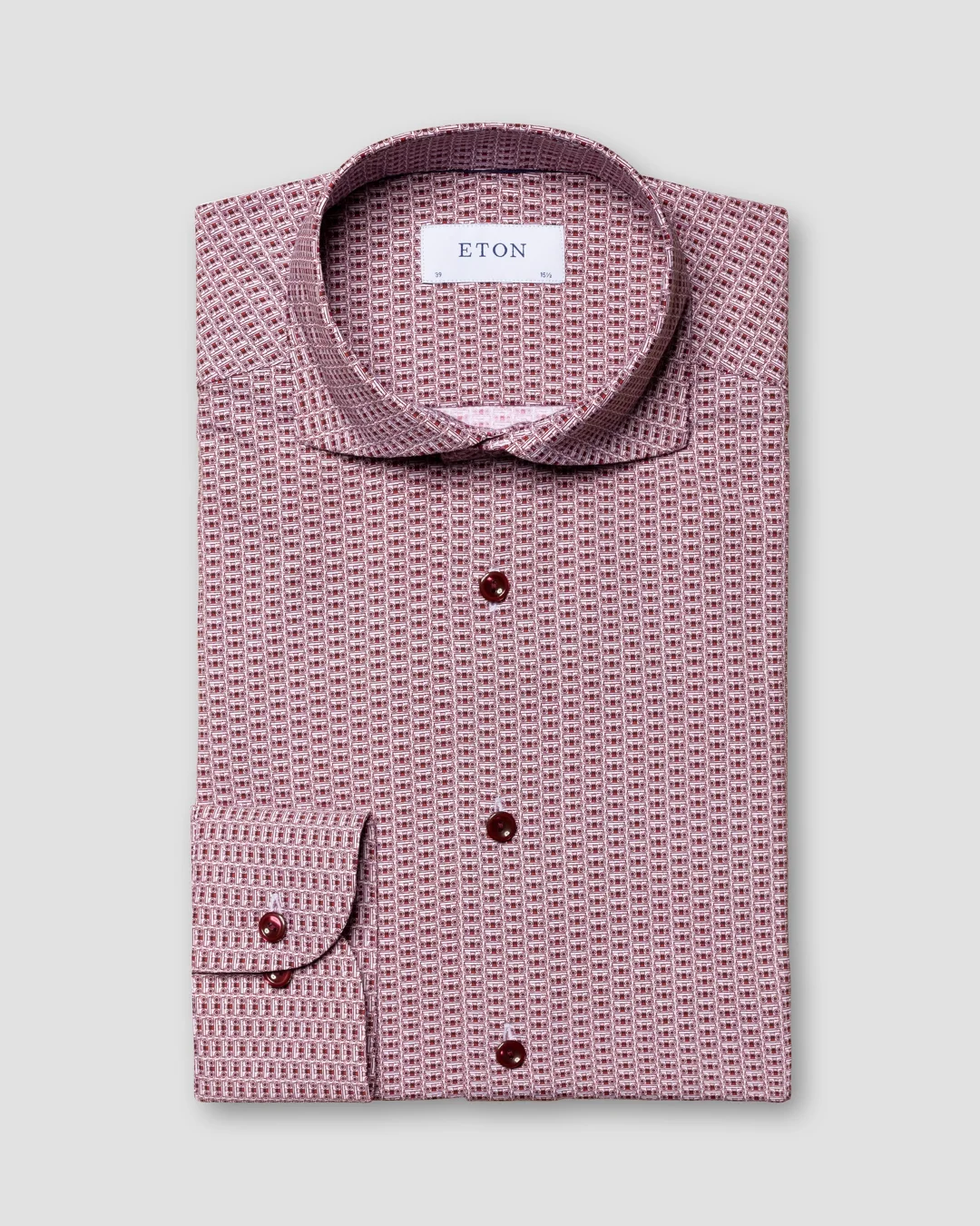 Mid Red Four-Way Stretch Shirt—Tape Recorders Print - Eton