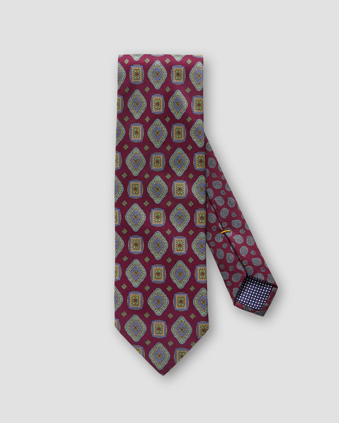 Burgundy front & tail printed tie - Eton