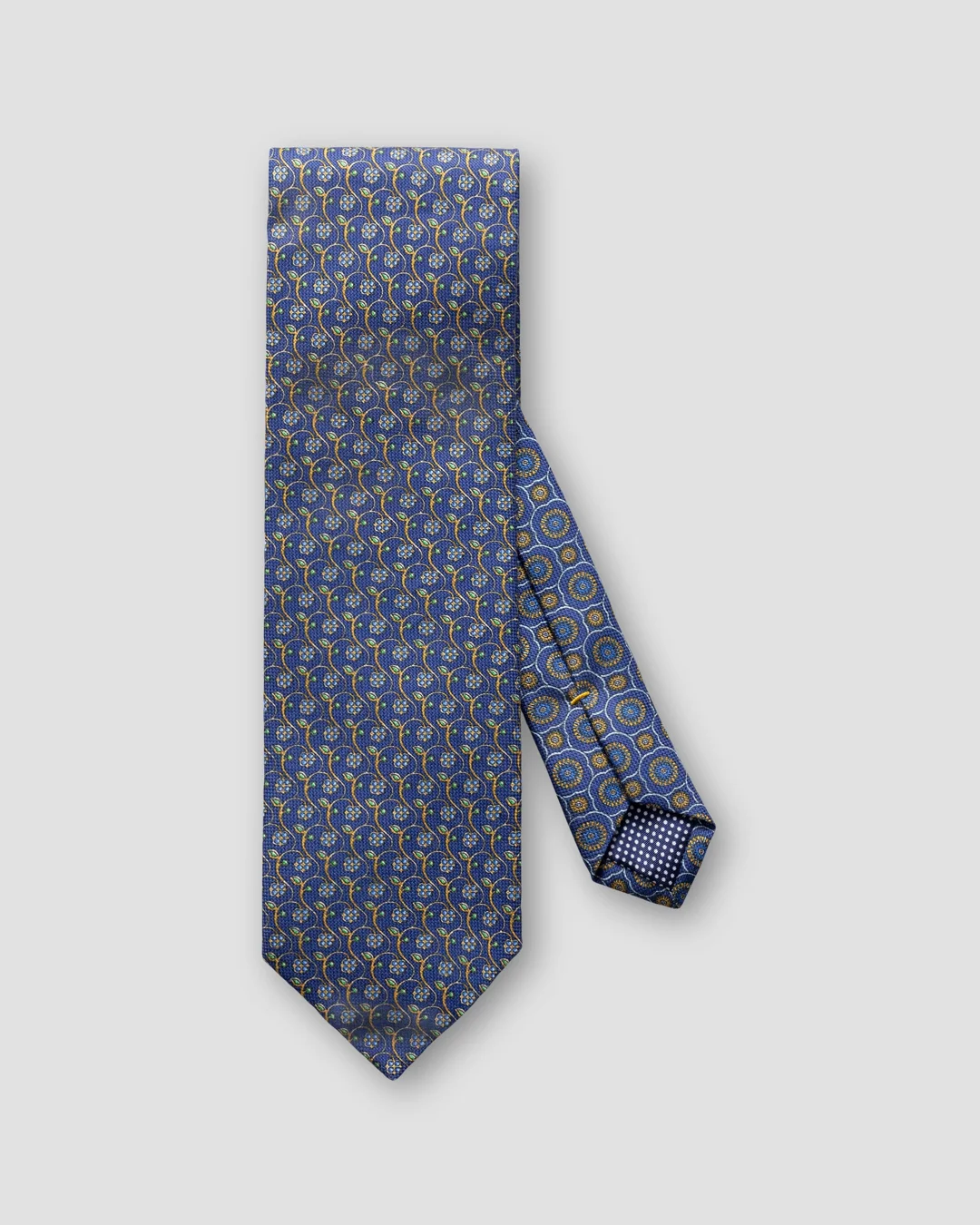 Blue Floral Print Cotton Tie - Eton