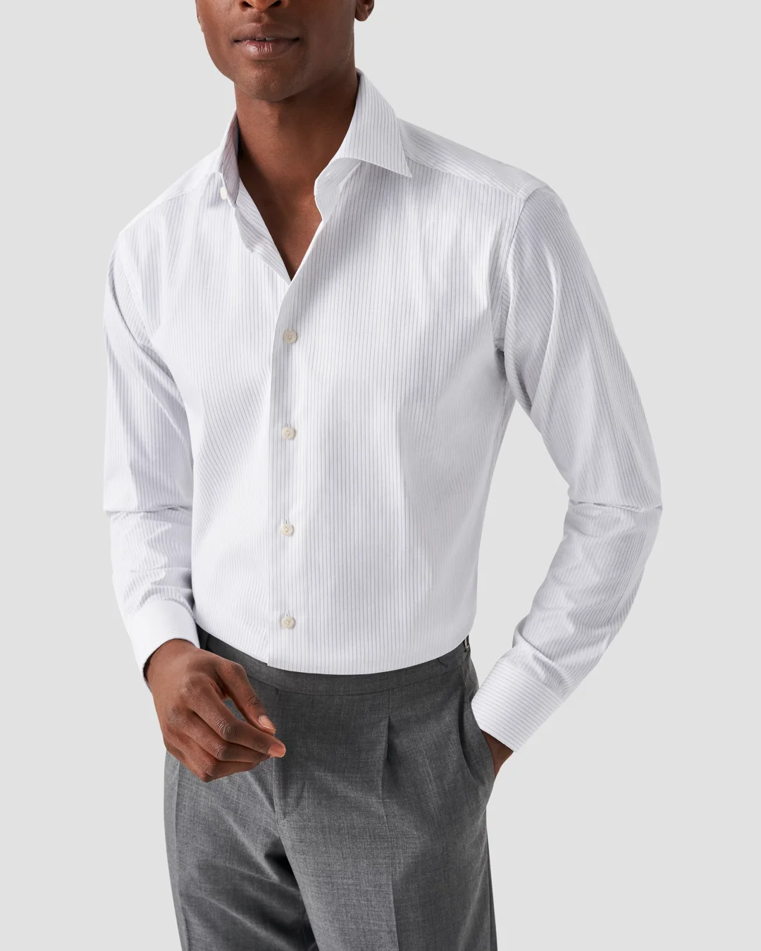 Light Blue Striped Signature Twill Shirt - Eton