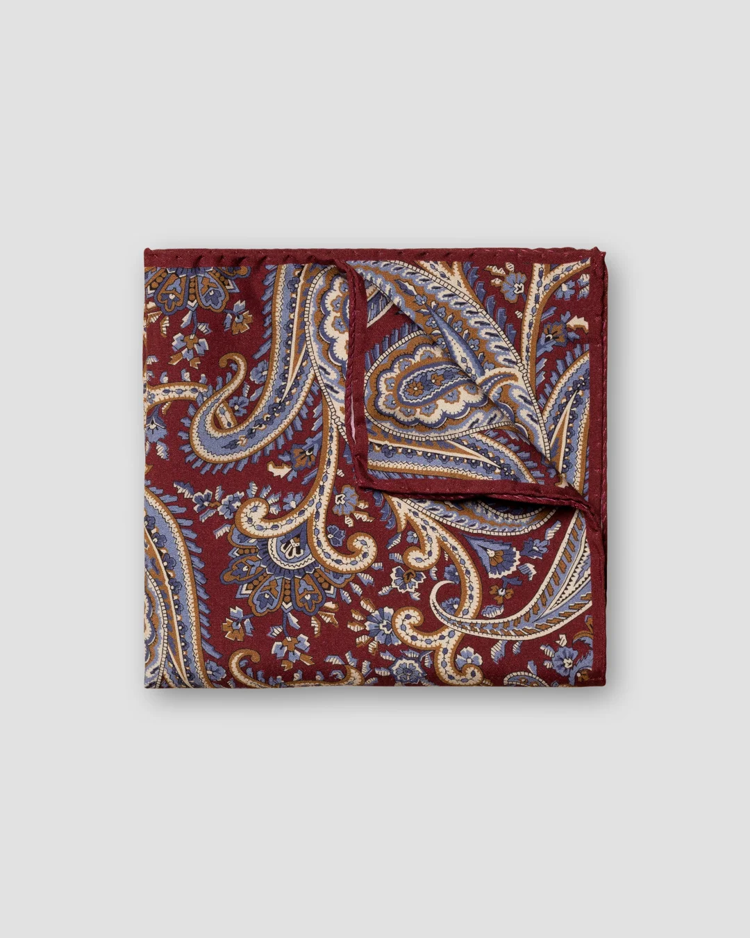 Red Paisley Print Fuji Silk Pocket Square - Eton