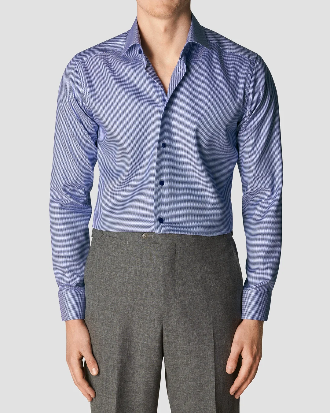 Dark blue Textured Twill Shirt - Eton