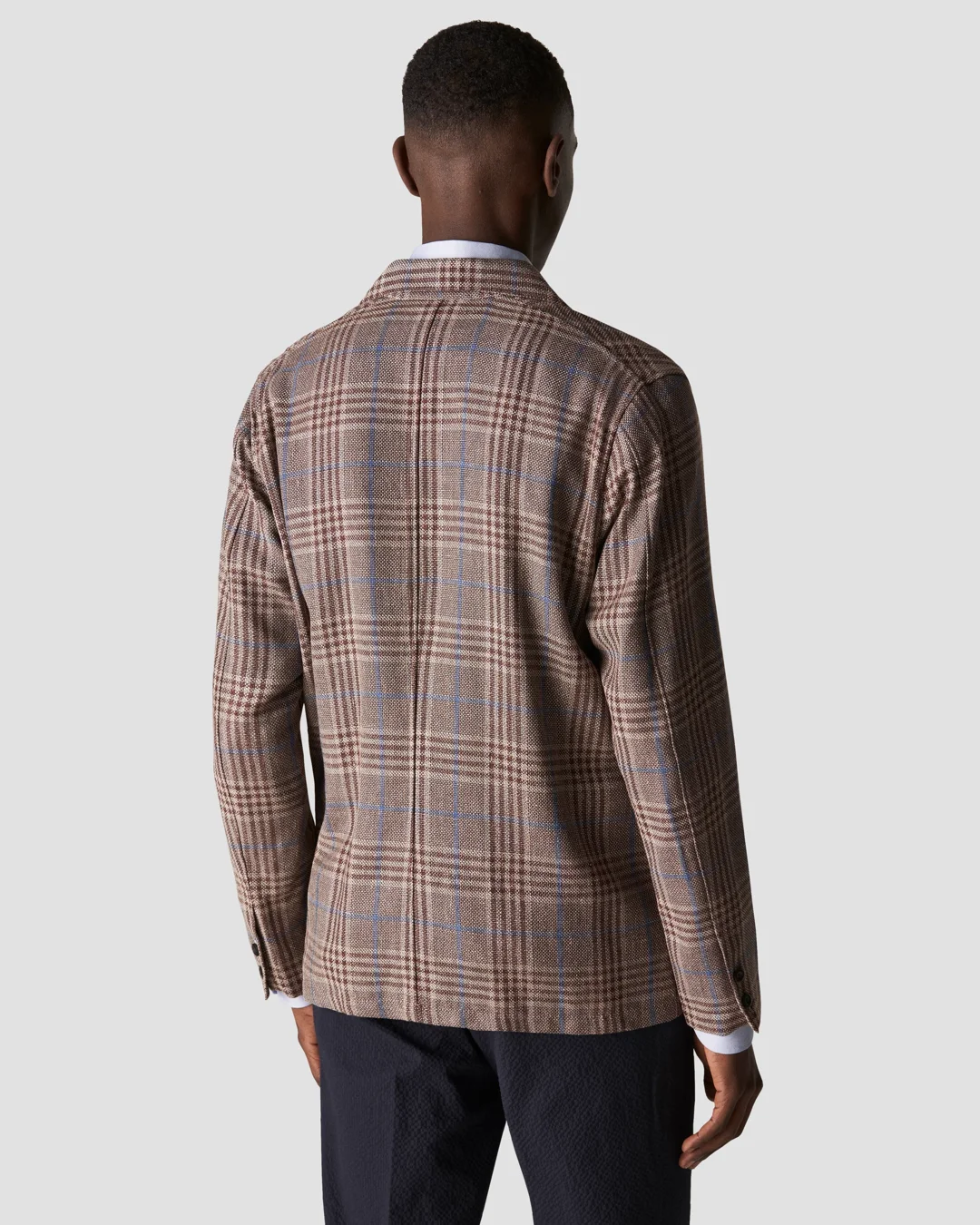 Brown Checked Wool-Silk-Linen Hopsack Overshirt - Eton Brown Checked Wool-Silk-Linen Hopsack Overshirt - Eton