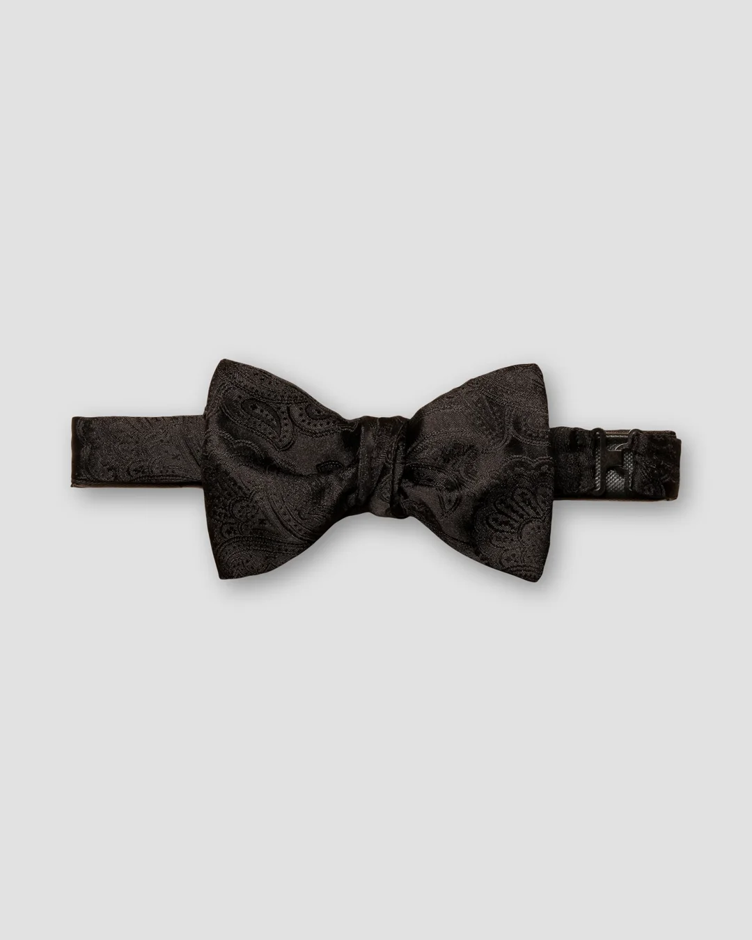 Black Paisley Print Silk Bow Tie - Ready Tied - Eton
