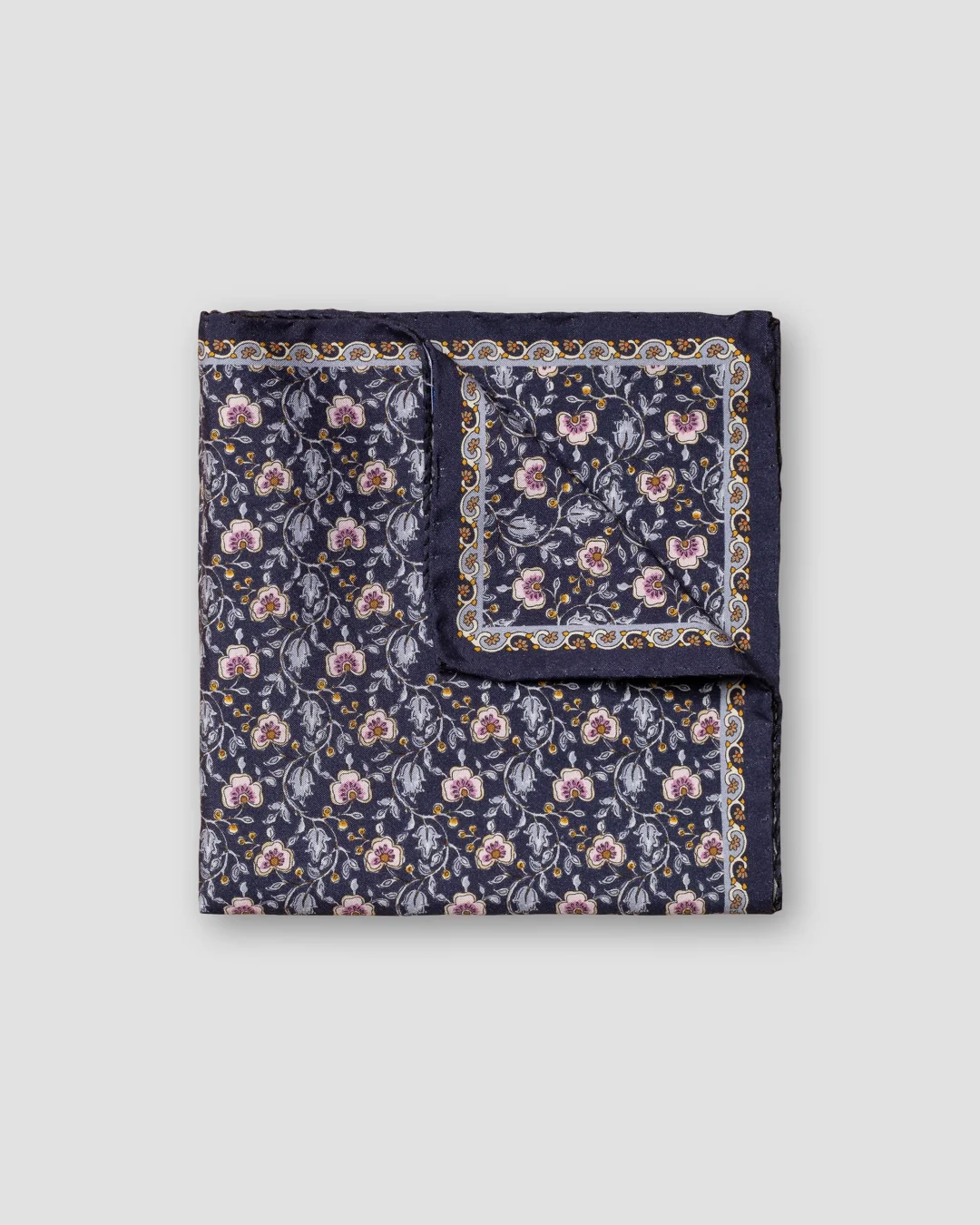 Blue Geometric Print Fuji Silk Pocket Square - Eton