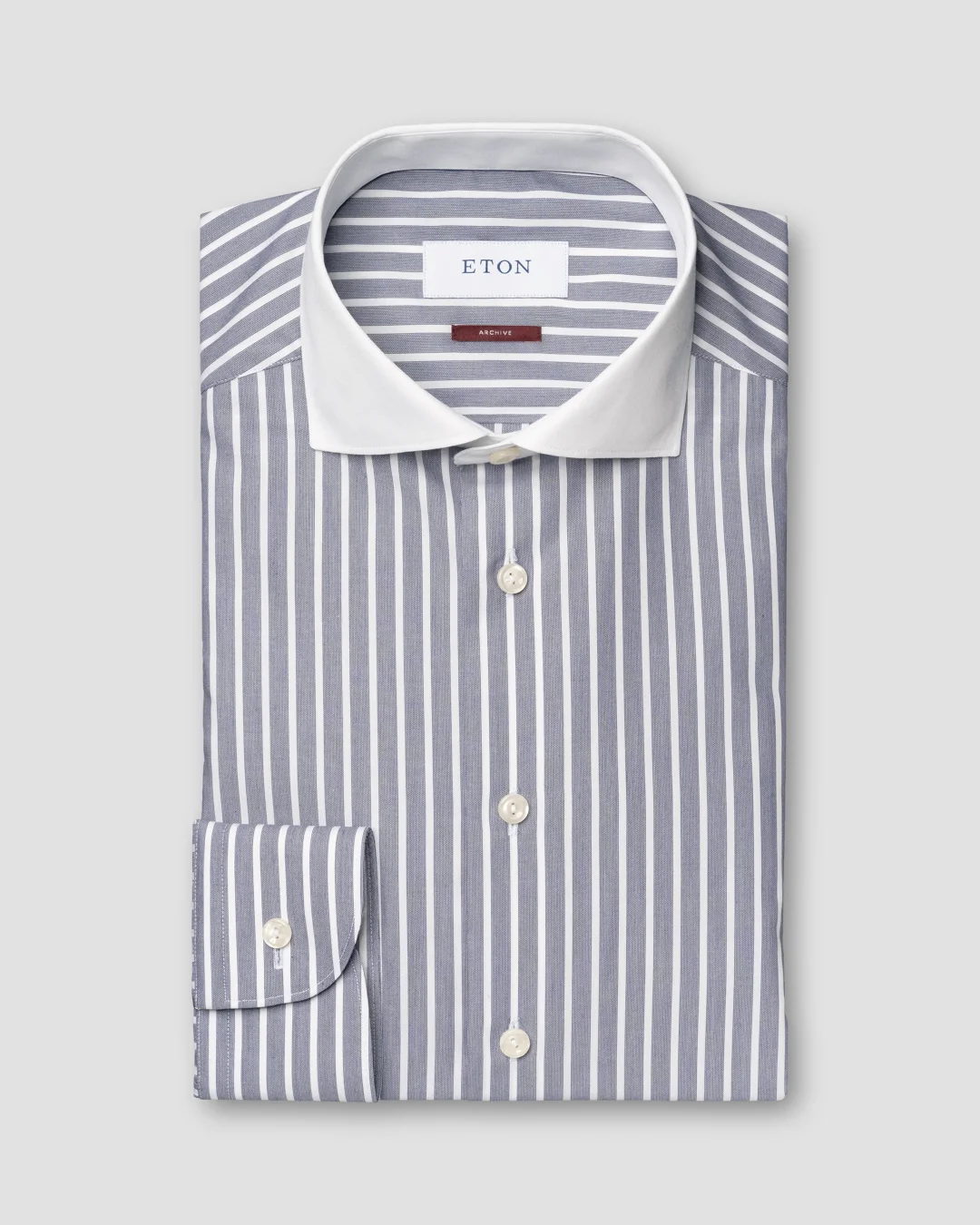 Striped White Collar Shirt - Eton