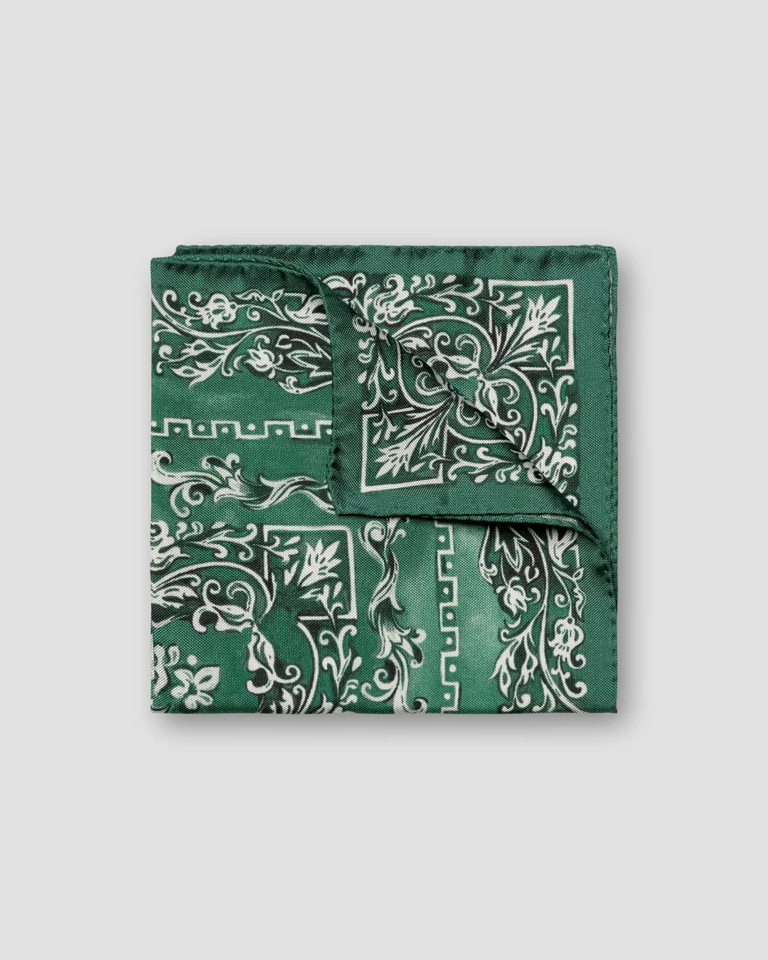 Dark Green Medallion Silk Pocket Square - Eton