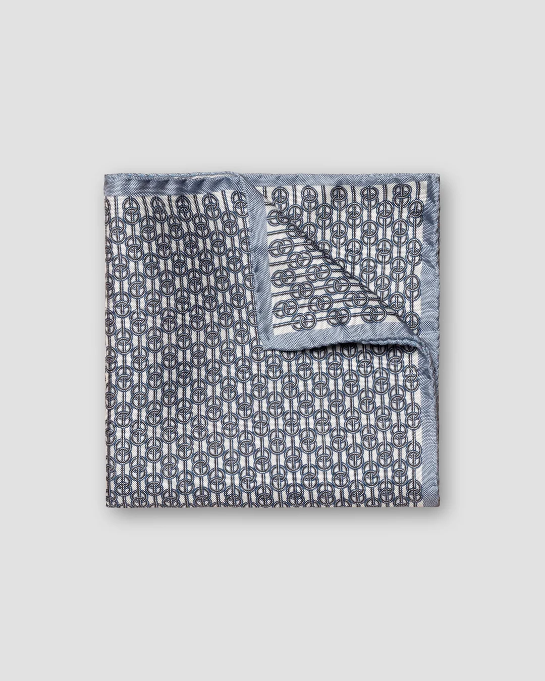 Navy 3D Chain Silk Pocket Square - Eton