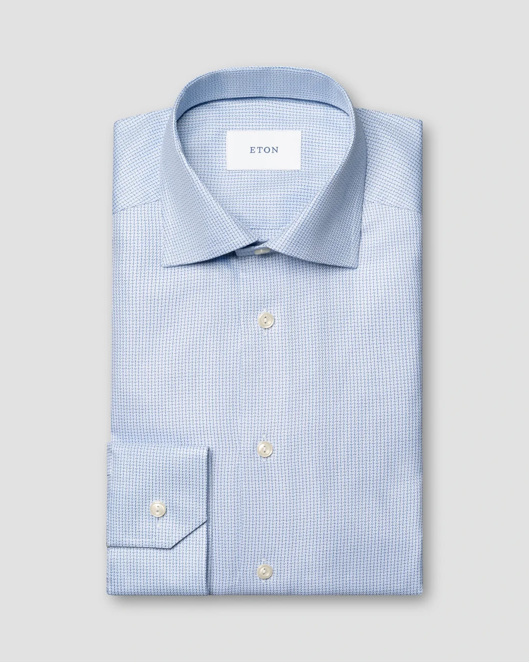 Mid blue Semi Solid Signature Twill Shirt - Eton