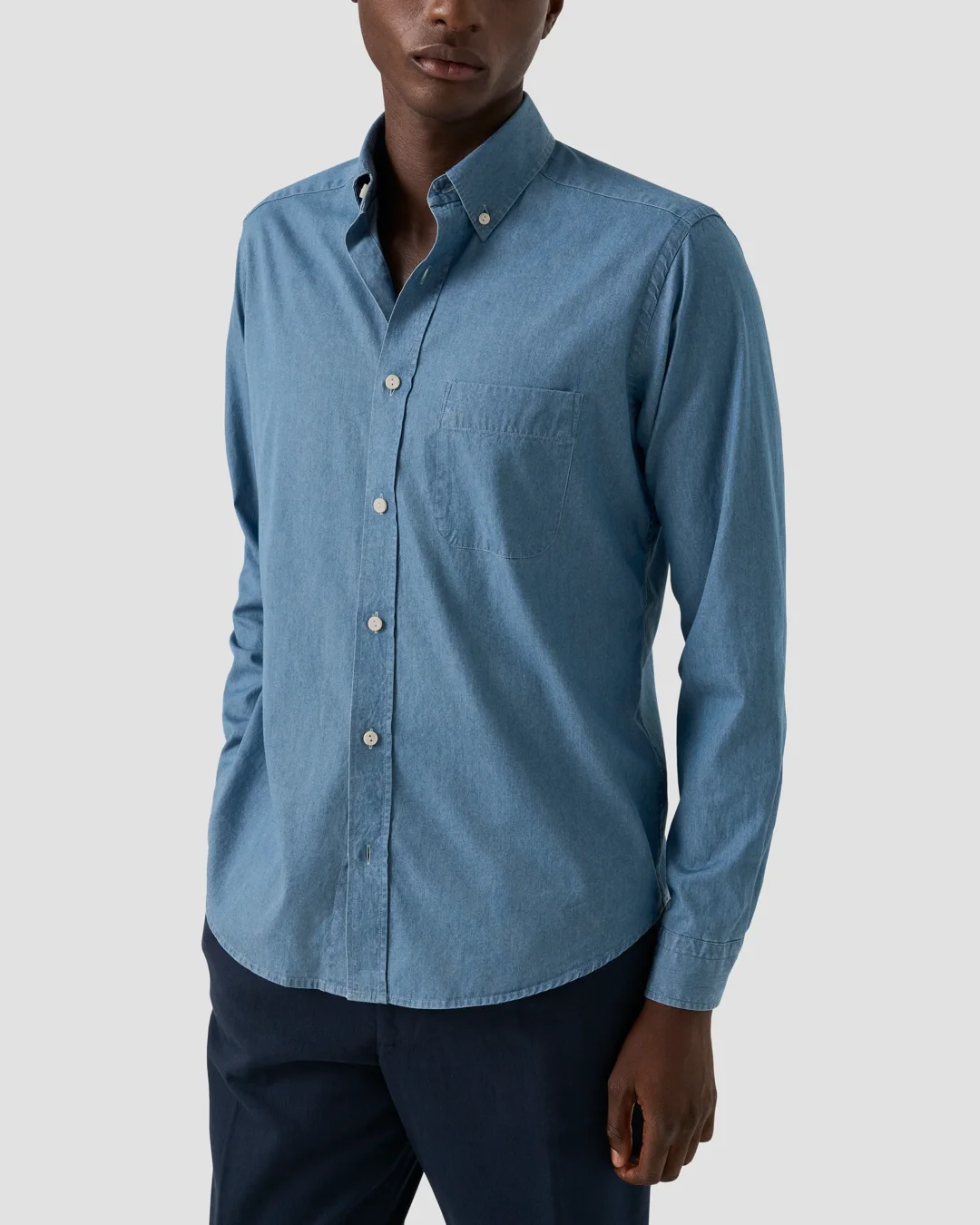 Mid Blue Denim Shirt - Eton