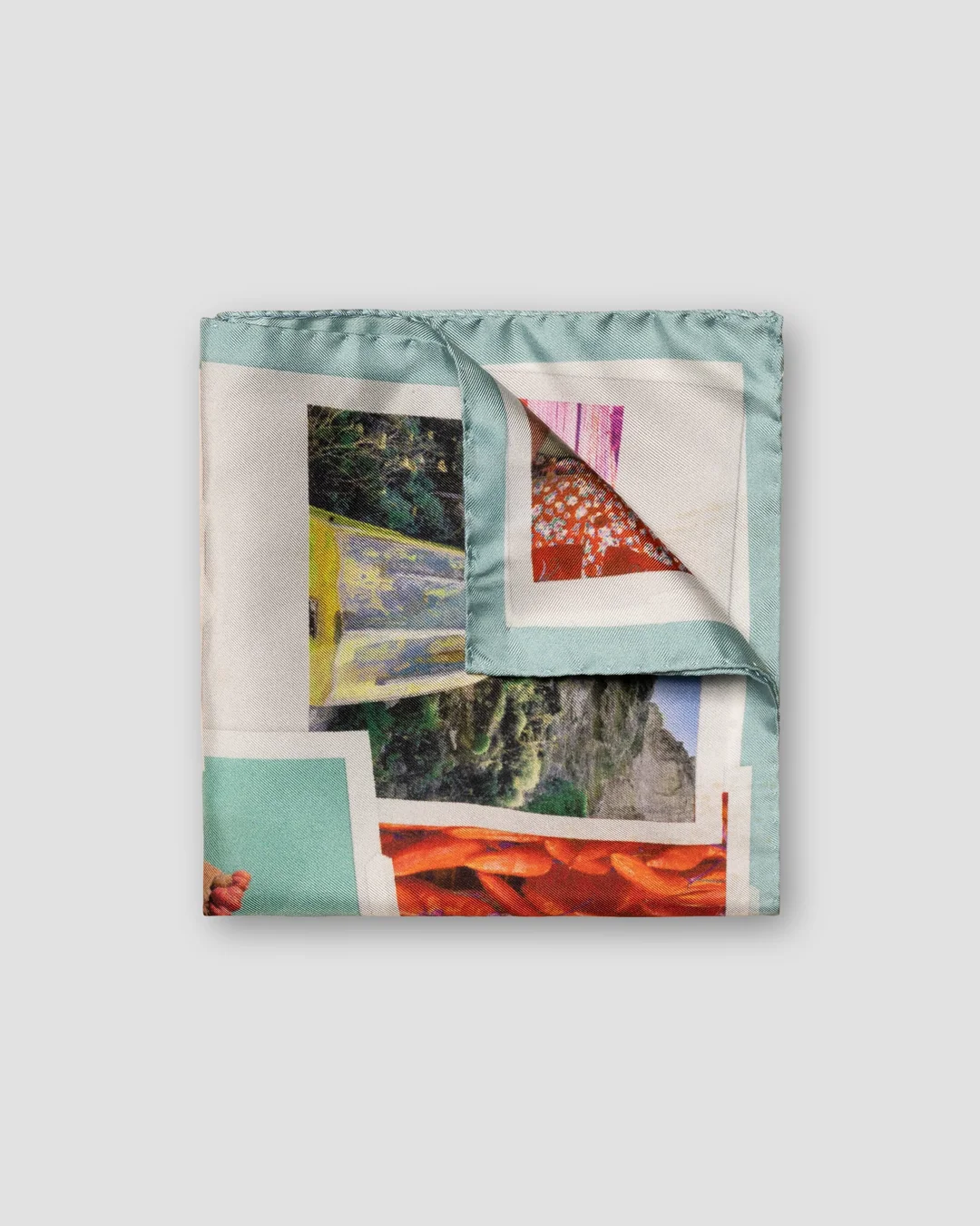 Multi Color Photo Collage Print Pocket Square - Eton