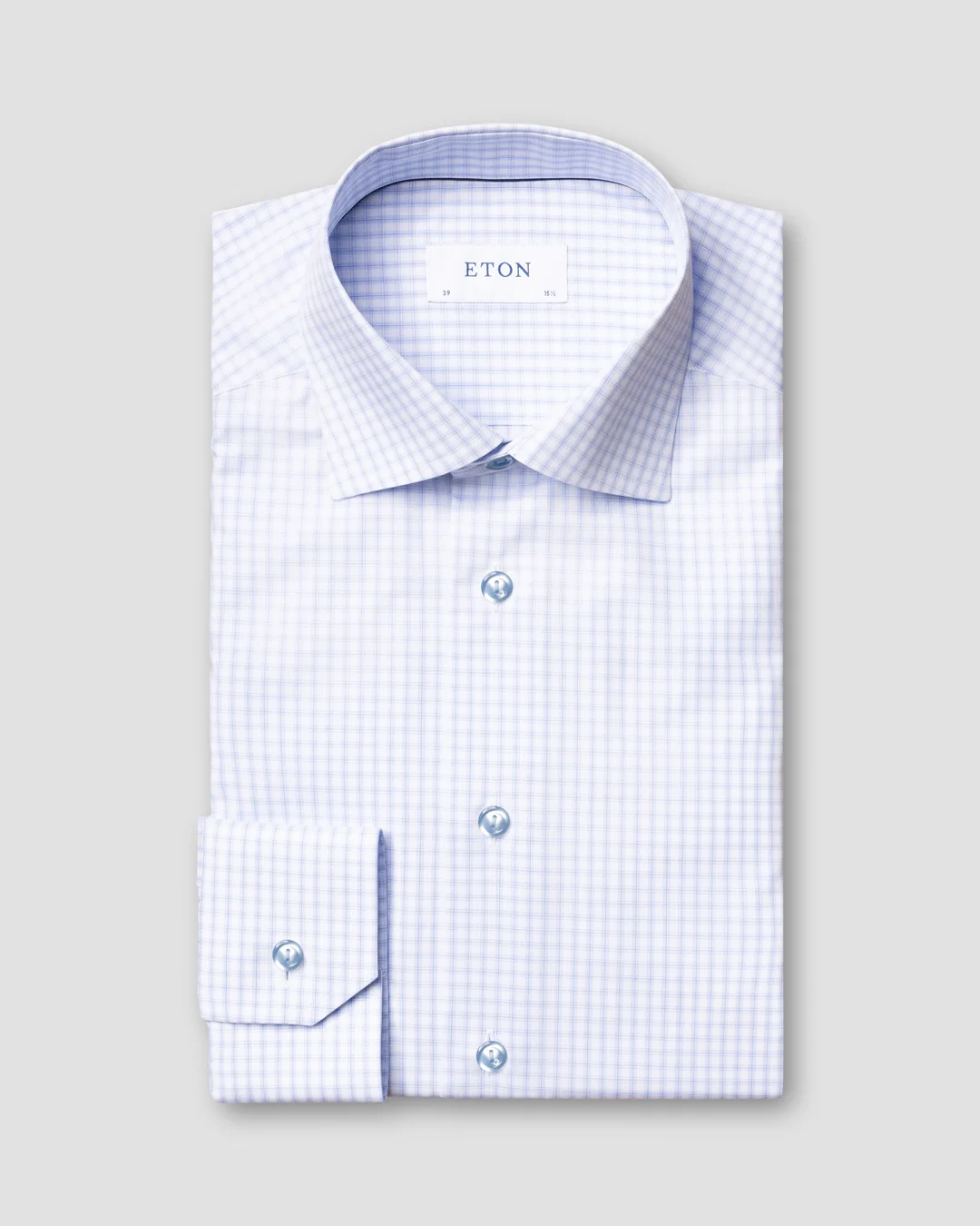 Light blue checks poplin shirt - Eton