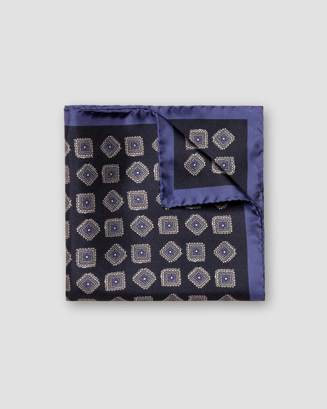 Black Medallion Silk Pocket Square - Eton