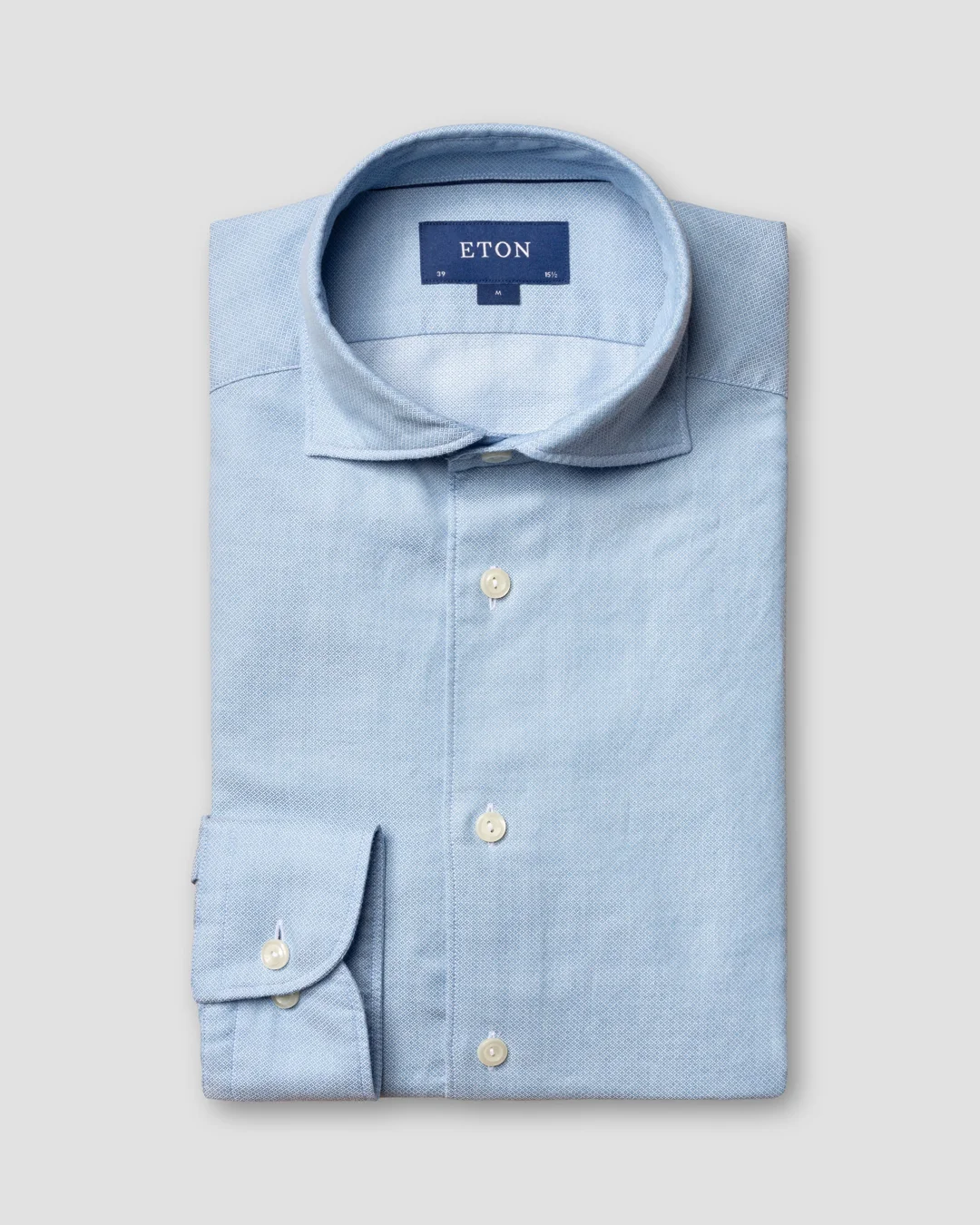 Blue Micro Print Cotton-silk Shirt - Eton
