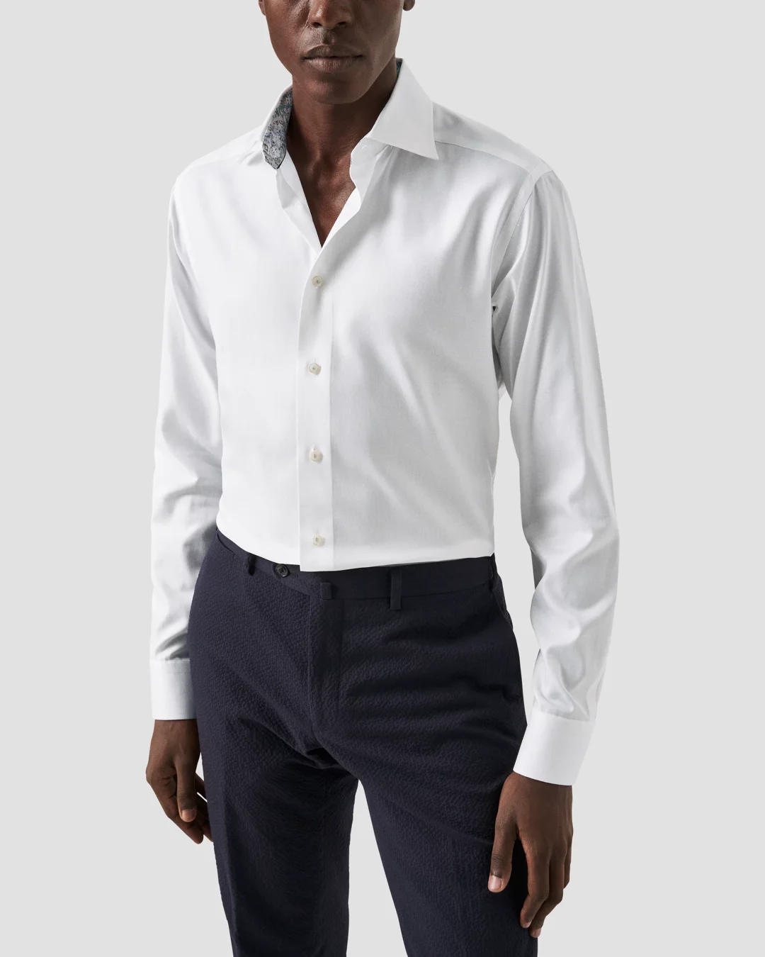 White Solid Cotton & TENCEL™ Lyocell Shirt - Eton
