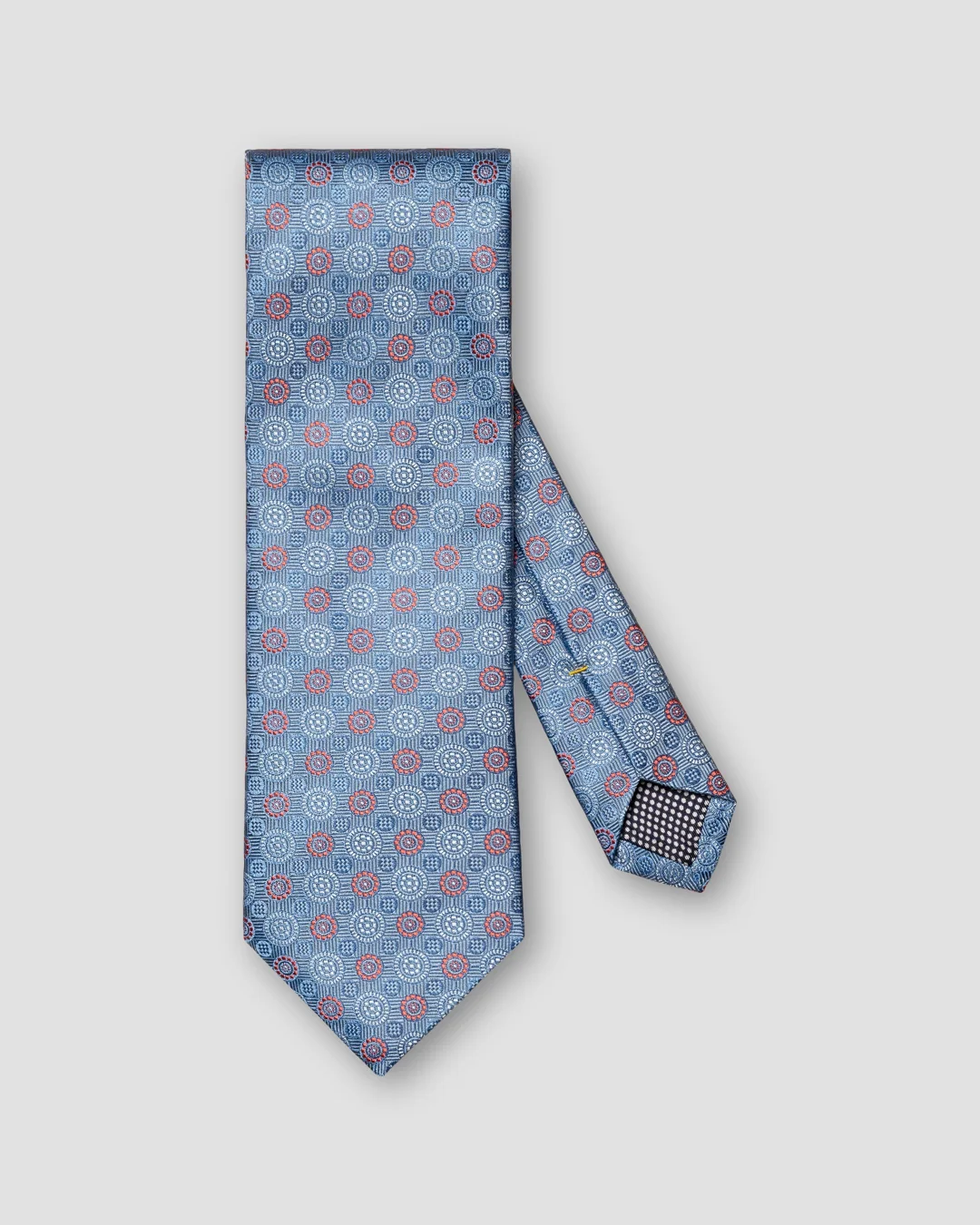Blue Medallion Pattern Silk Jacquard Tie - Eton
