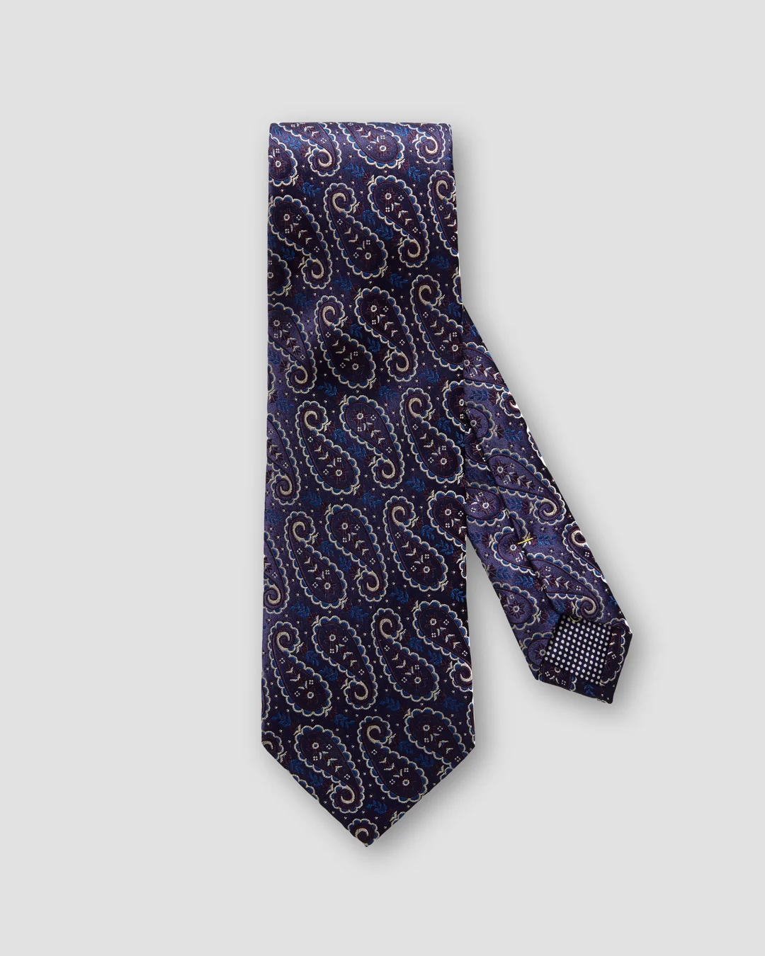 Navy Paisley Print Silk Tie - Eton