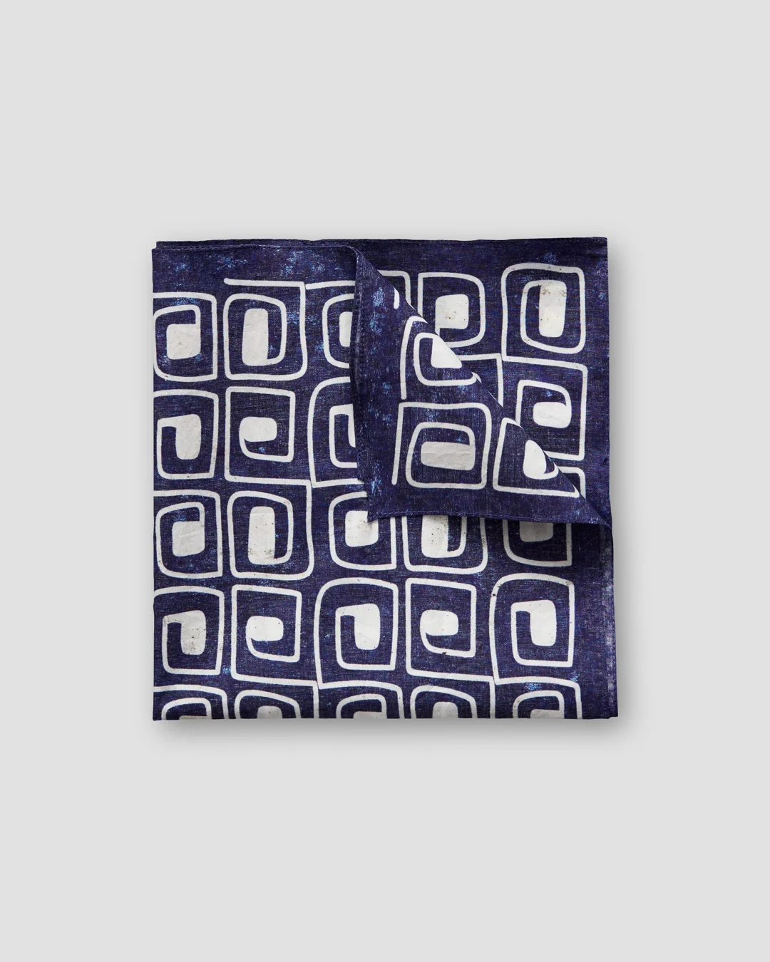 Blue block print pocket square - Eton