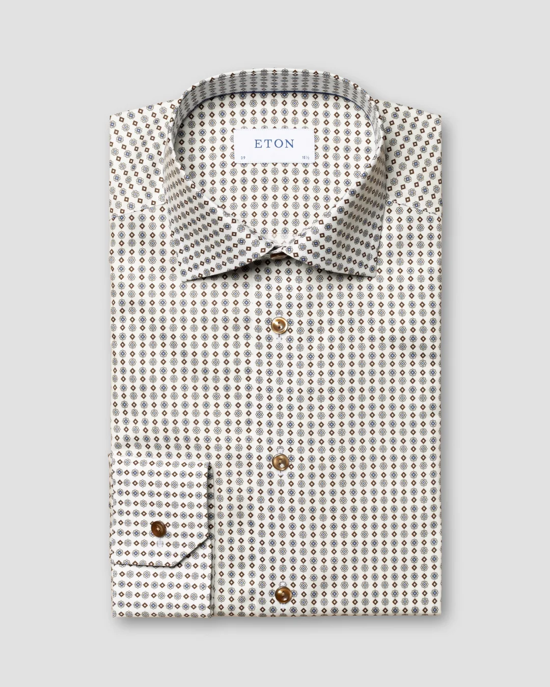 Gray Geometric Print Signature Twill Shirt - Eton