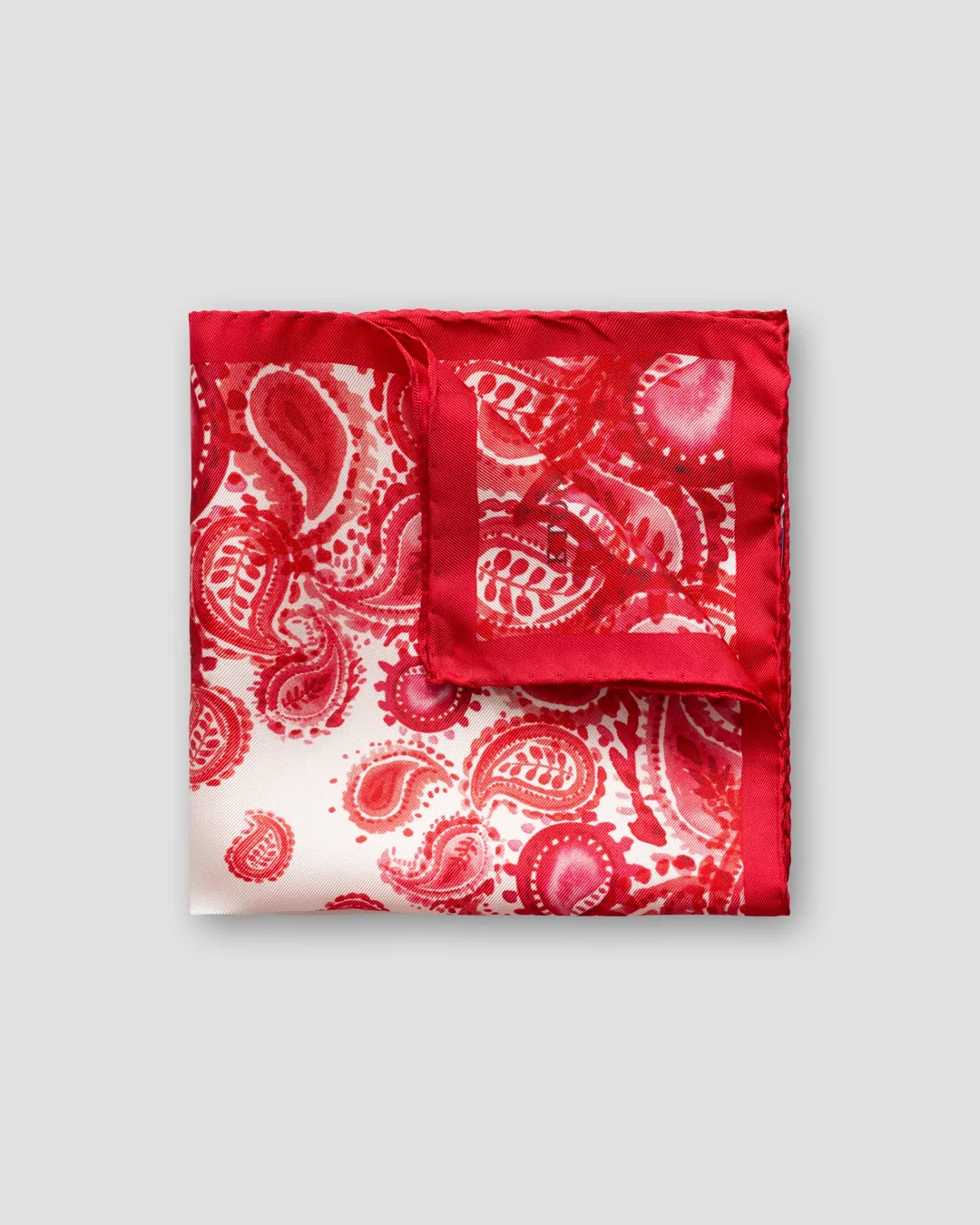 Red watercolour paisley pocket square - Eton