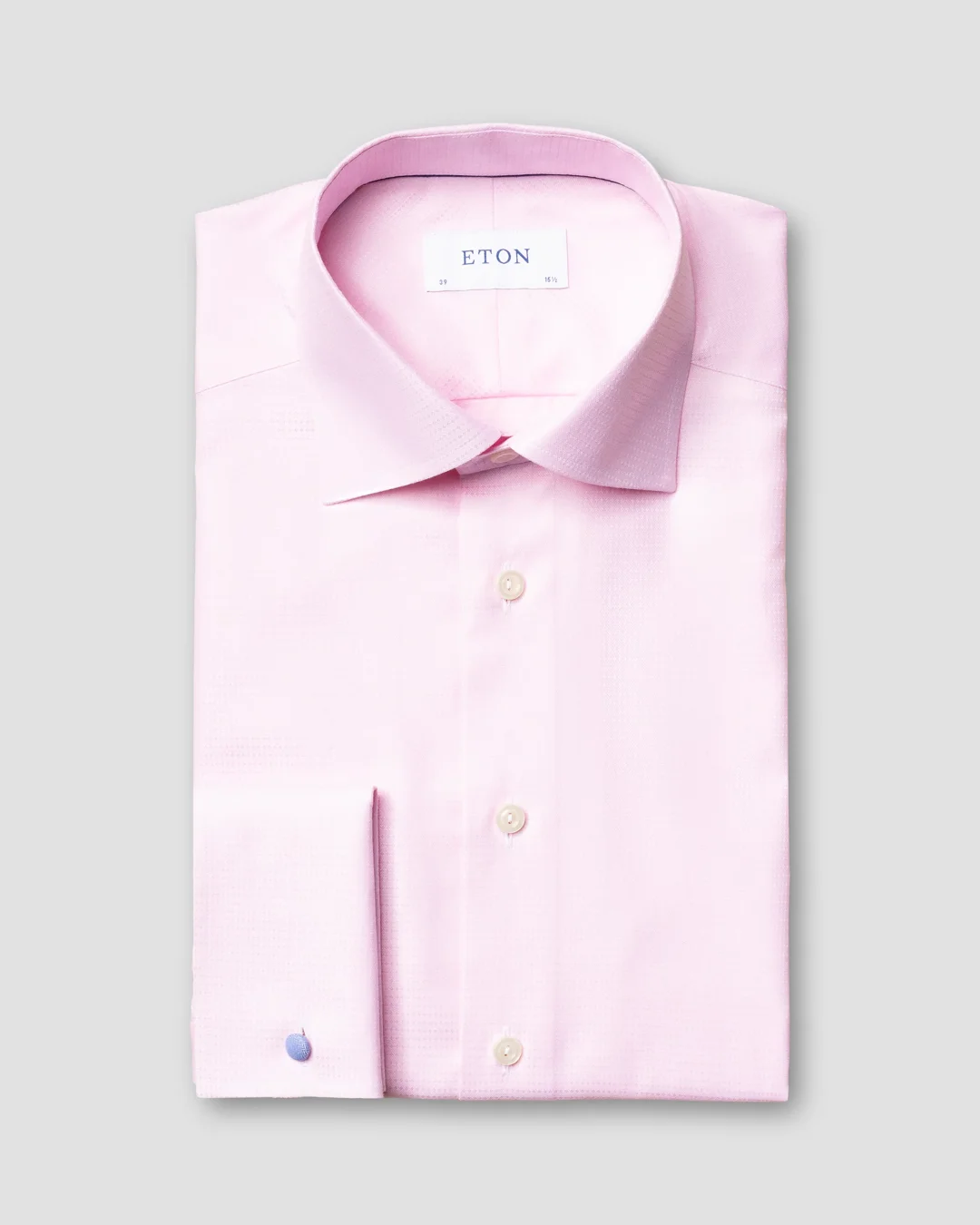 Pink micro weave twill shirt – french cuffs - Eton