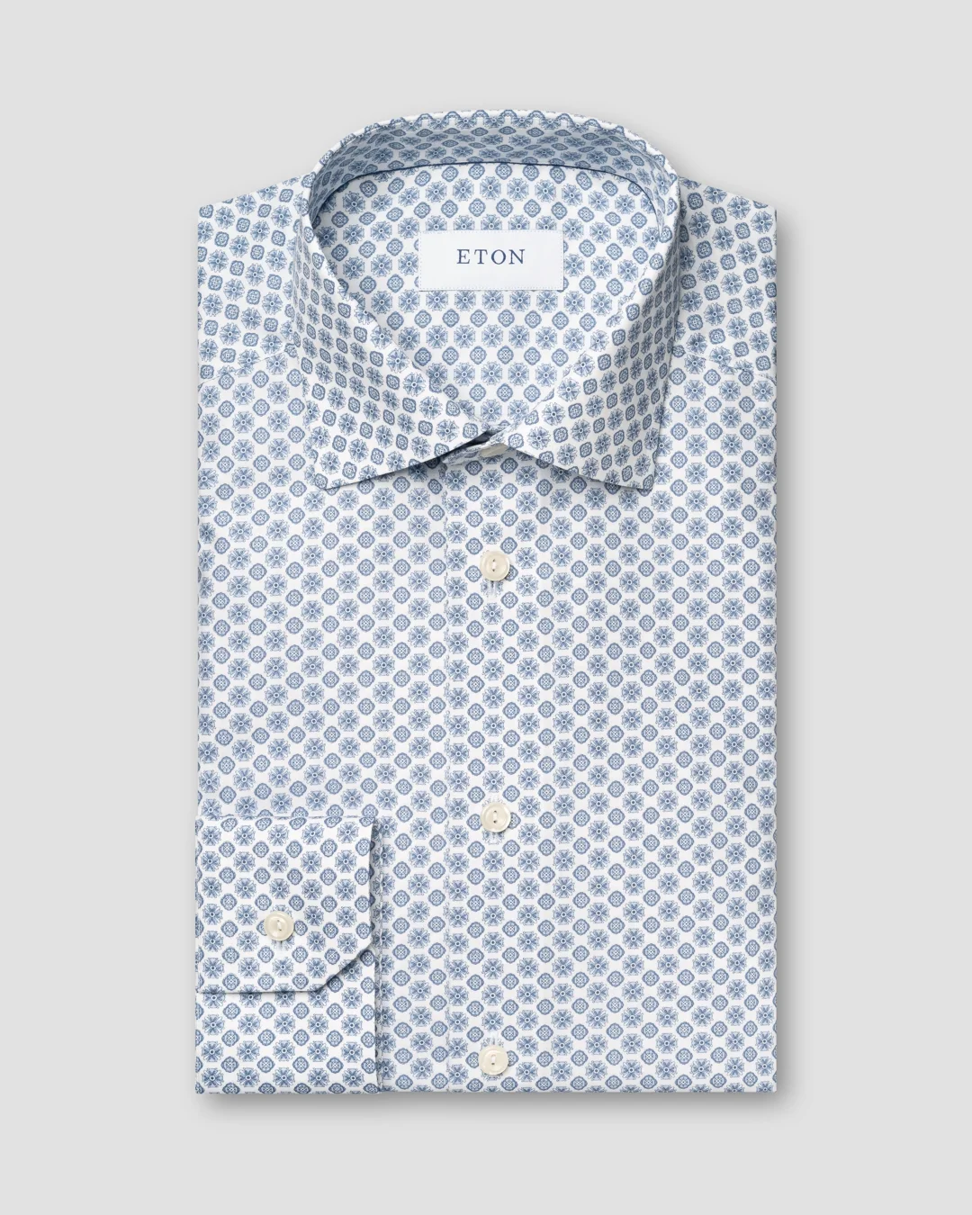 Dark blue Geometric Signature Poplin Shirt - Eton