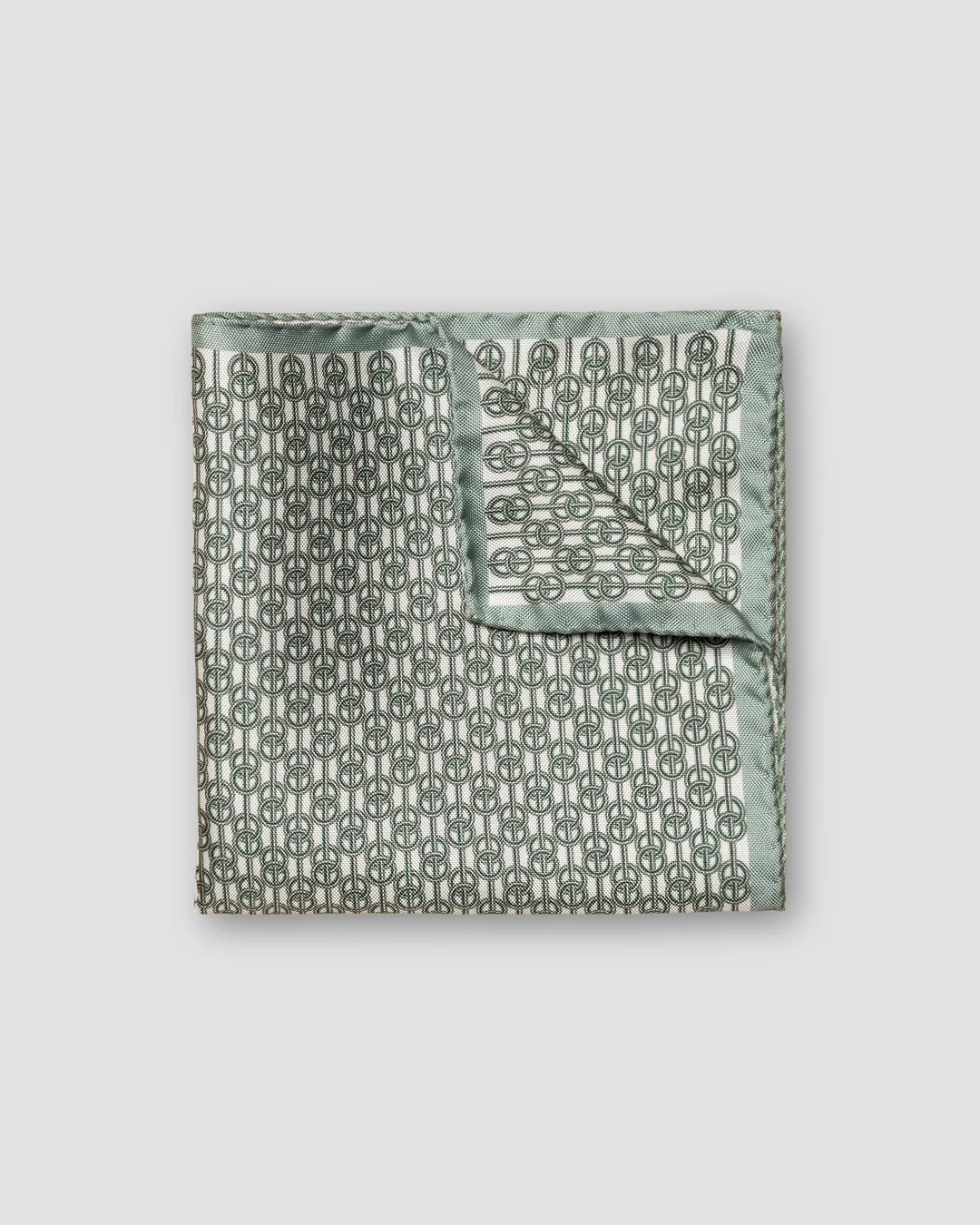 Dark Green 3D Chain Print Silk Pocket Square - Eton