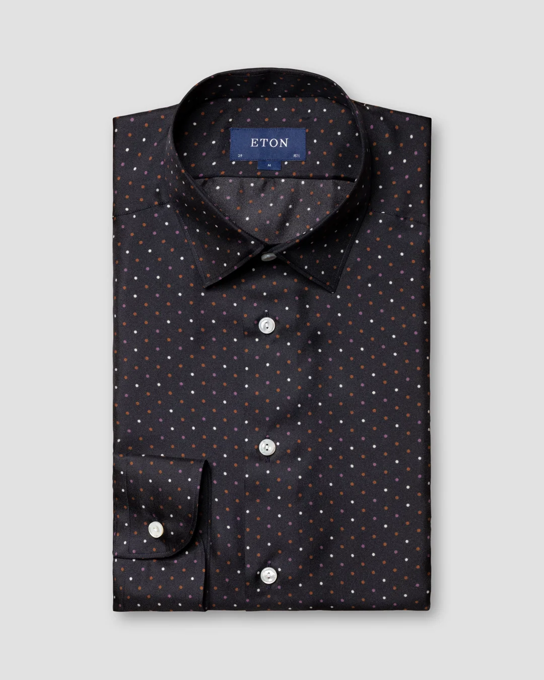 Navy Silk Twill Shirt – Polka Dots - Eton