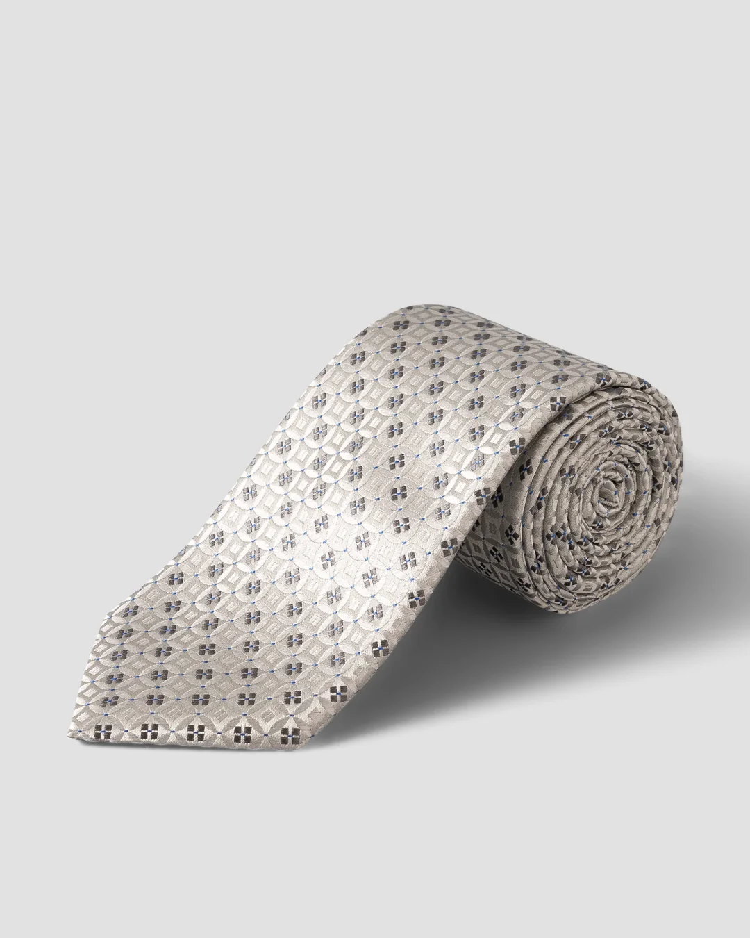 Light Brown Geometric Print Silk Tie - Eton