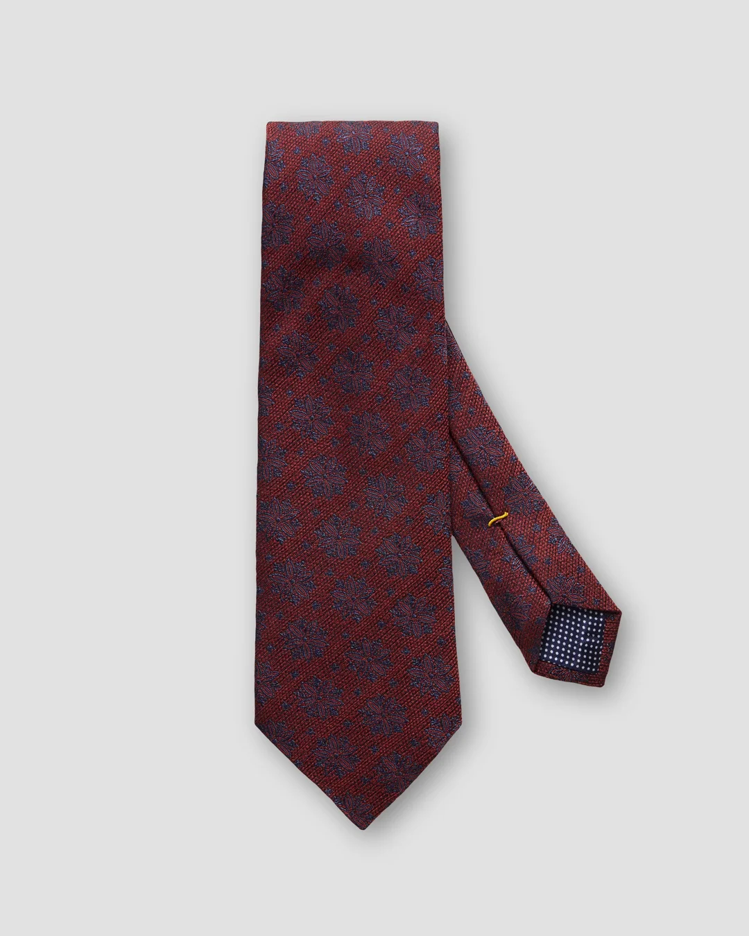 Burgundy Floral printed silk and wool tie - Eton
