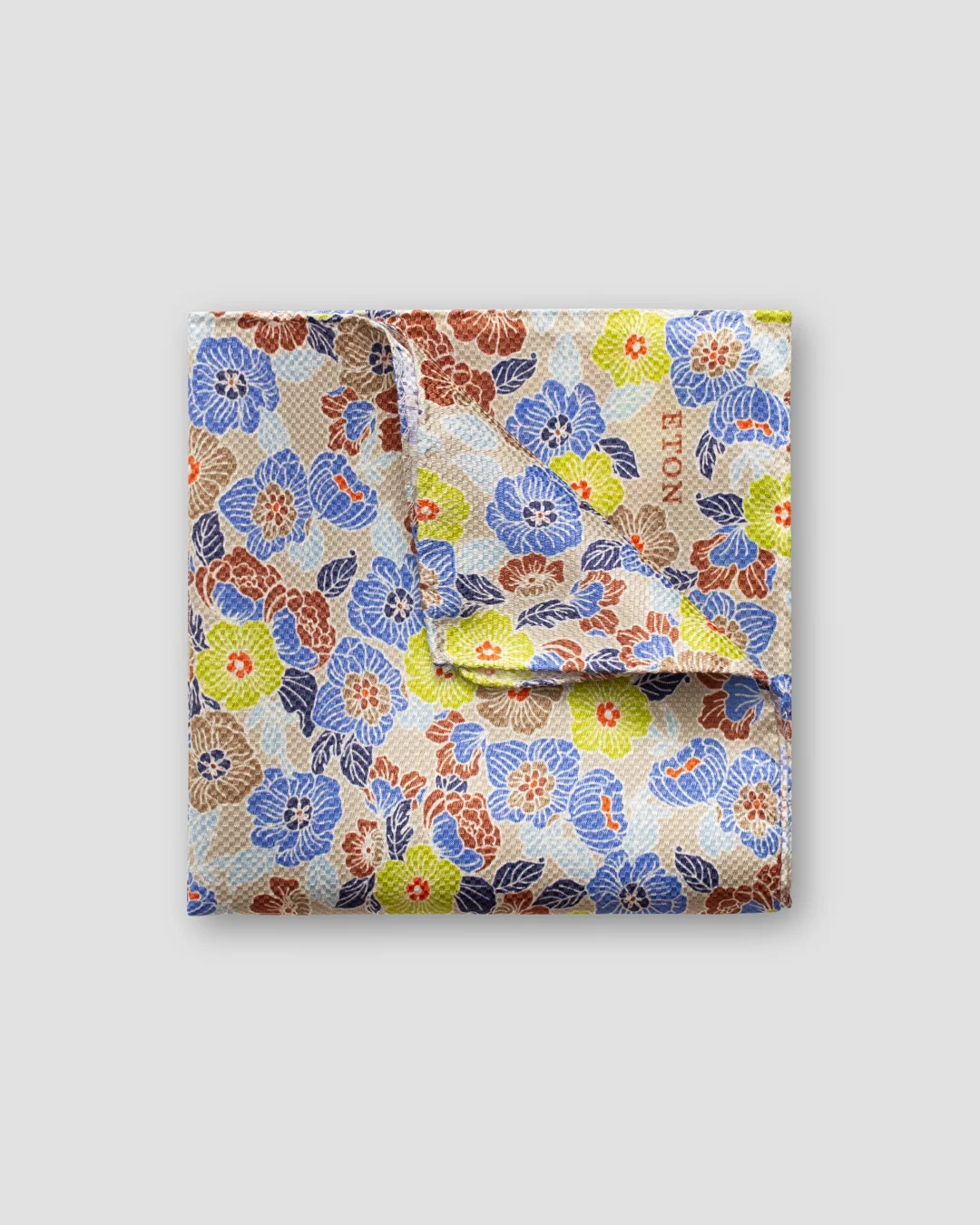 Beige retro flower print pocket square - Eton