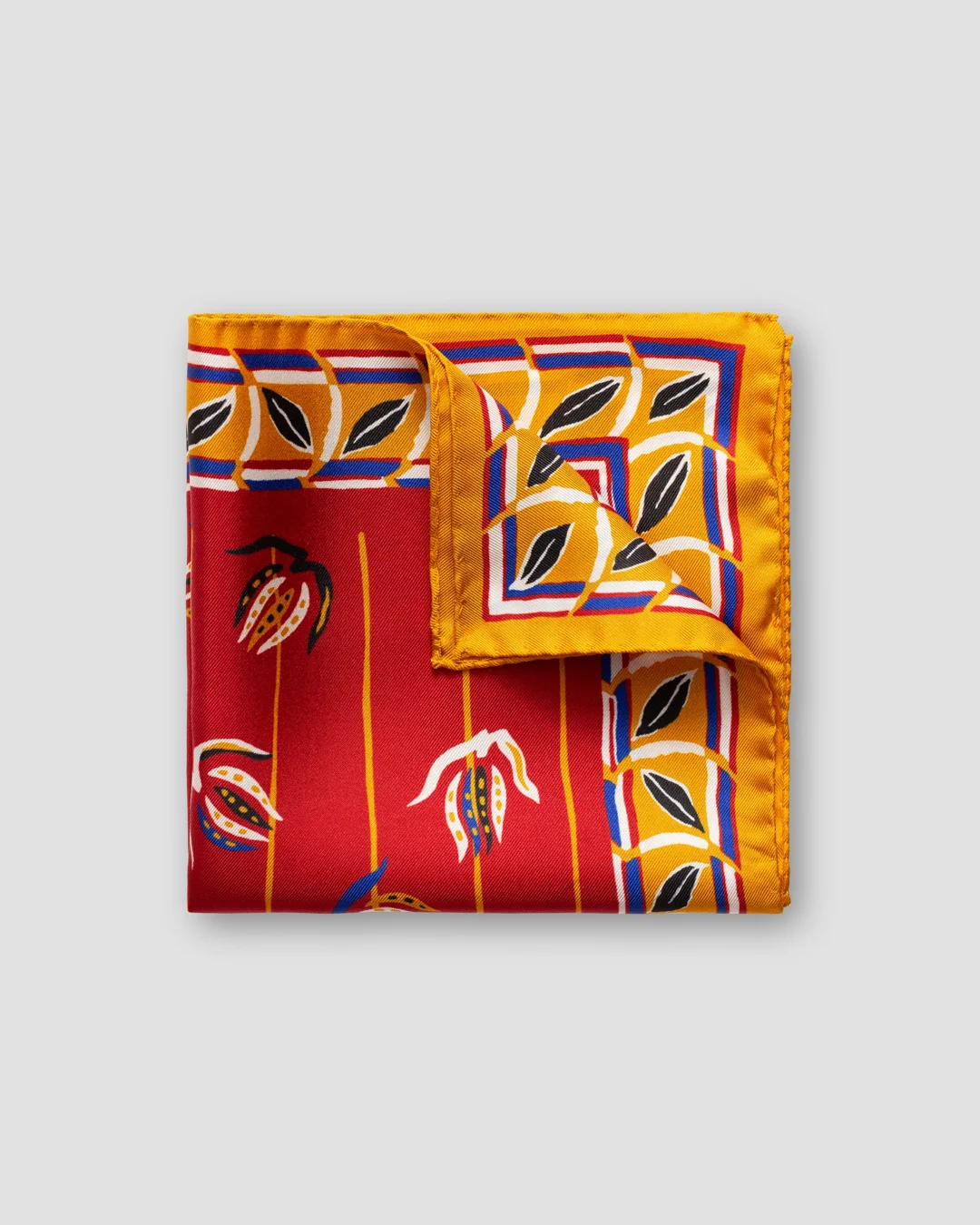 Yellow leaf border pocket square - Eton