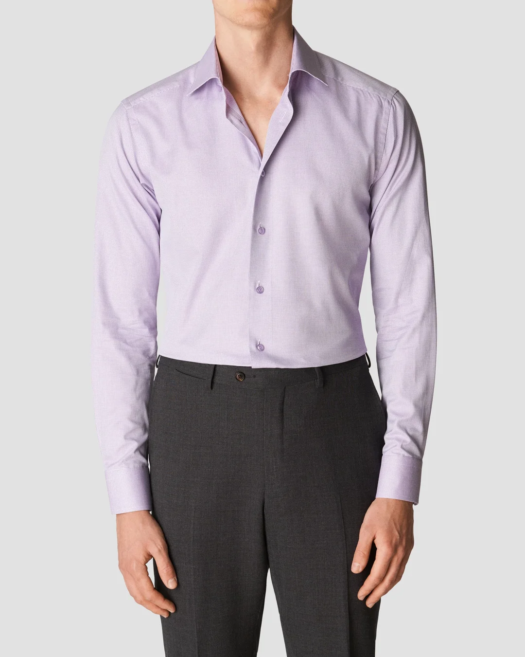 Mid Purple Pin-Dot Royal Dobby Shirt - Eton